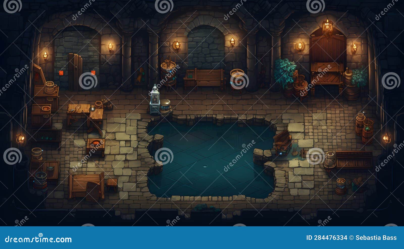 Pixel Art Dungeon Background for 8 Bit Games Stock Illustration ... Pixel Art Dungeon Background for 8 Bit Games Stock Illustration ...