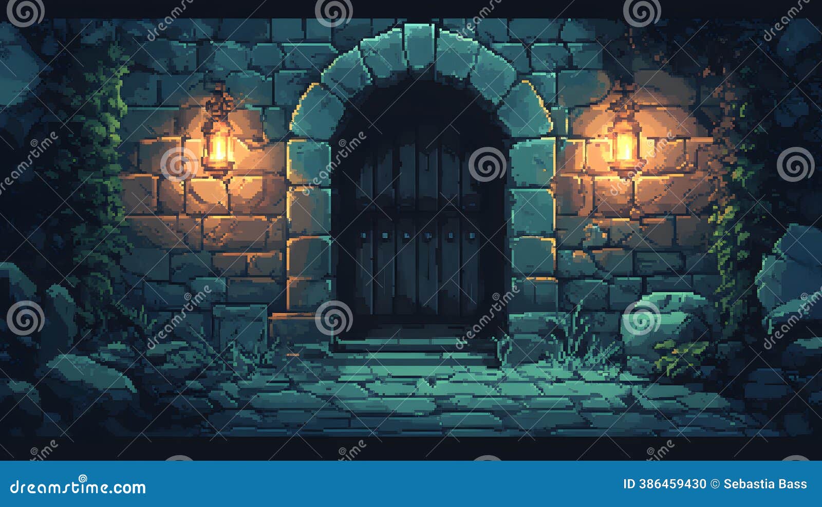 Pixel Art Dungeon Background 8 Bits. Royalty-Free Stock Photography ...