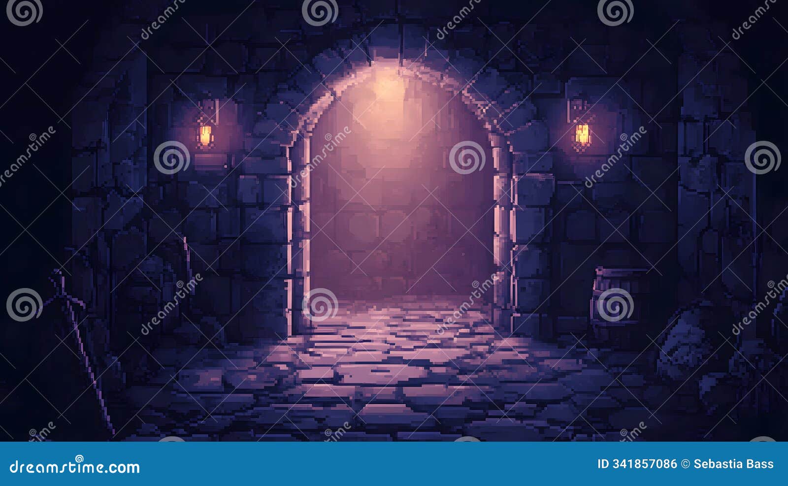 Pixel Art Dungeon Background 8 Bits. Stock Photography | CartoonDealer ...