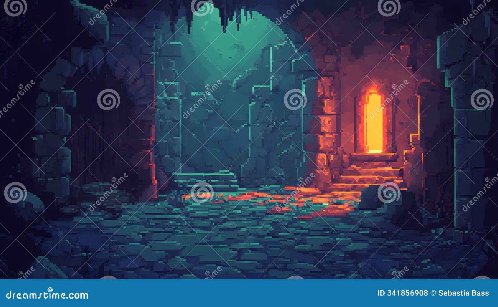 Pixel Art Dungeon Background 8 Bits. Royalty-Free Stock Photography ...