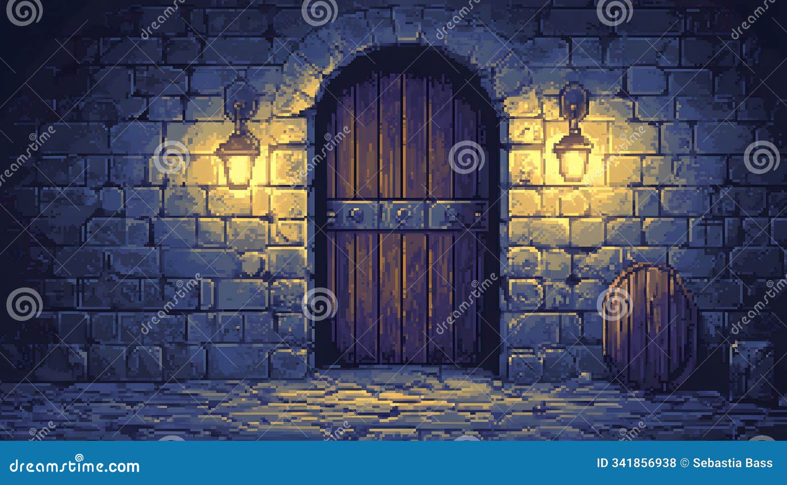 Pixel Art Dungeon Background 8 Bits. Stock Photography | CartoonDealer ...