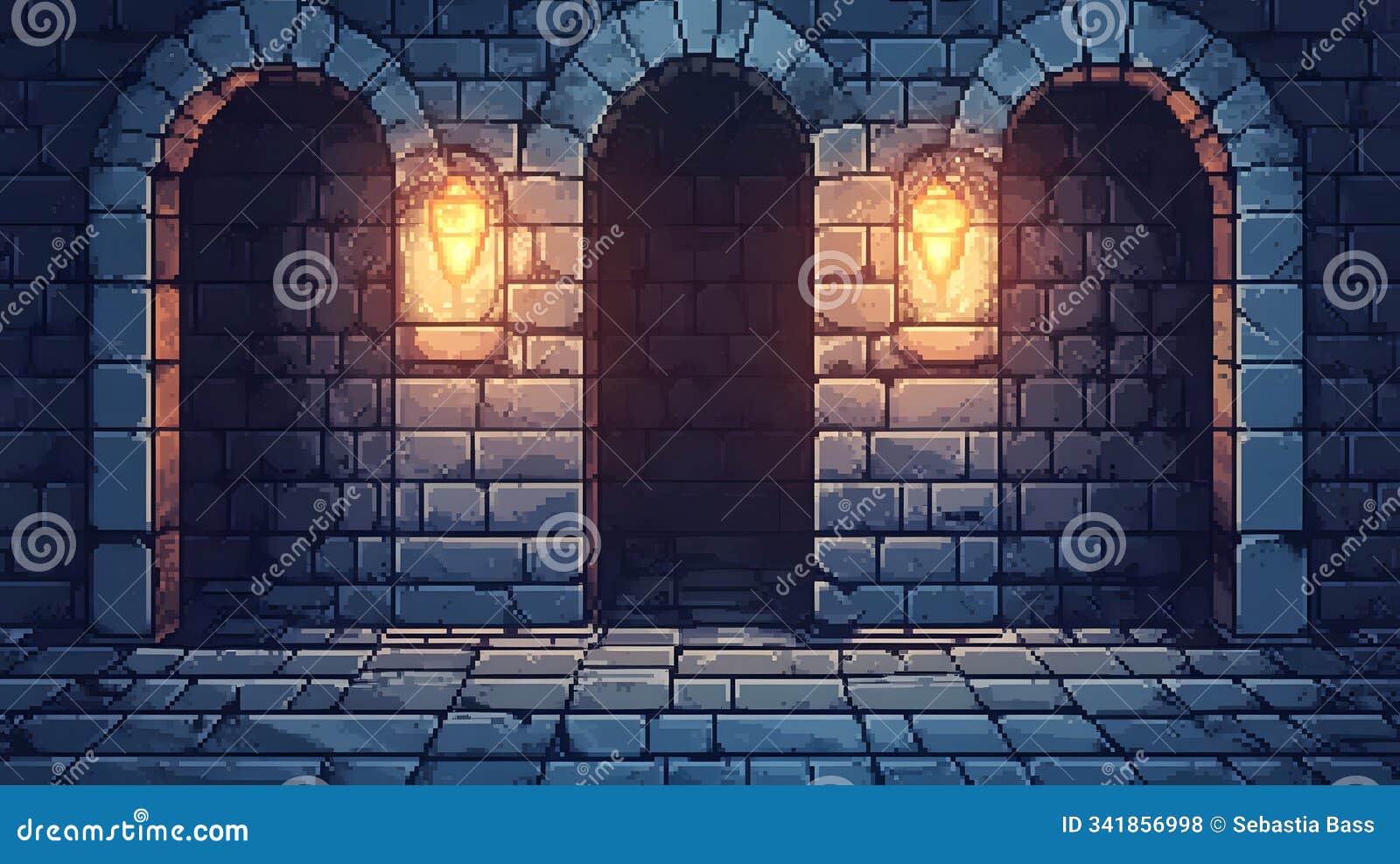 Pixel Art Dungeon Background 8 Bits. Stock Photography | CartoonDealer ...