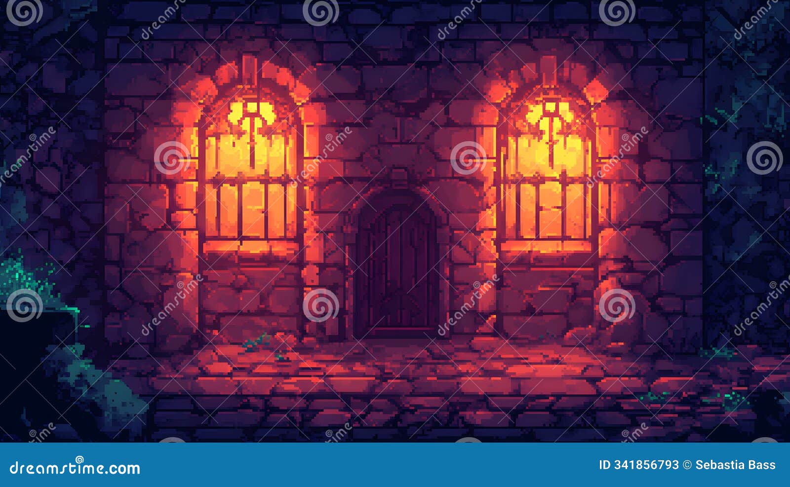 Pixel Art Dungeon Background 8 Bits. Royalty-Free Stock Photography ...