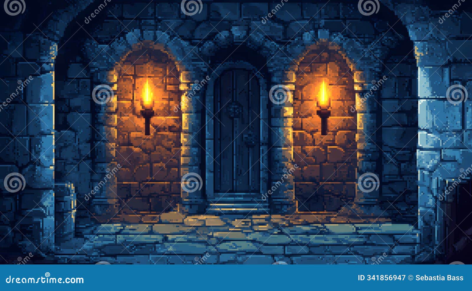Pixel Art Dungeon Background 8 Bits. Stock Photography | CartoonDealer ...
