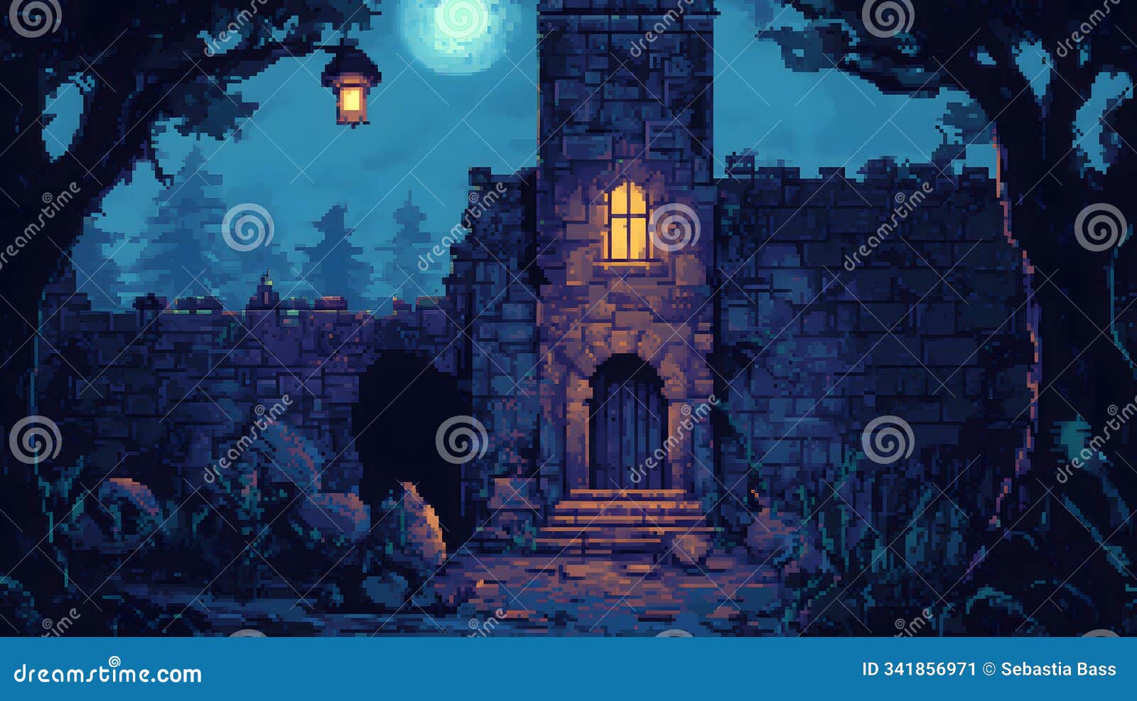 Pixel Art Dungeon Background 8 Bits. Royalty-Free Stock Photography ...