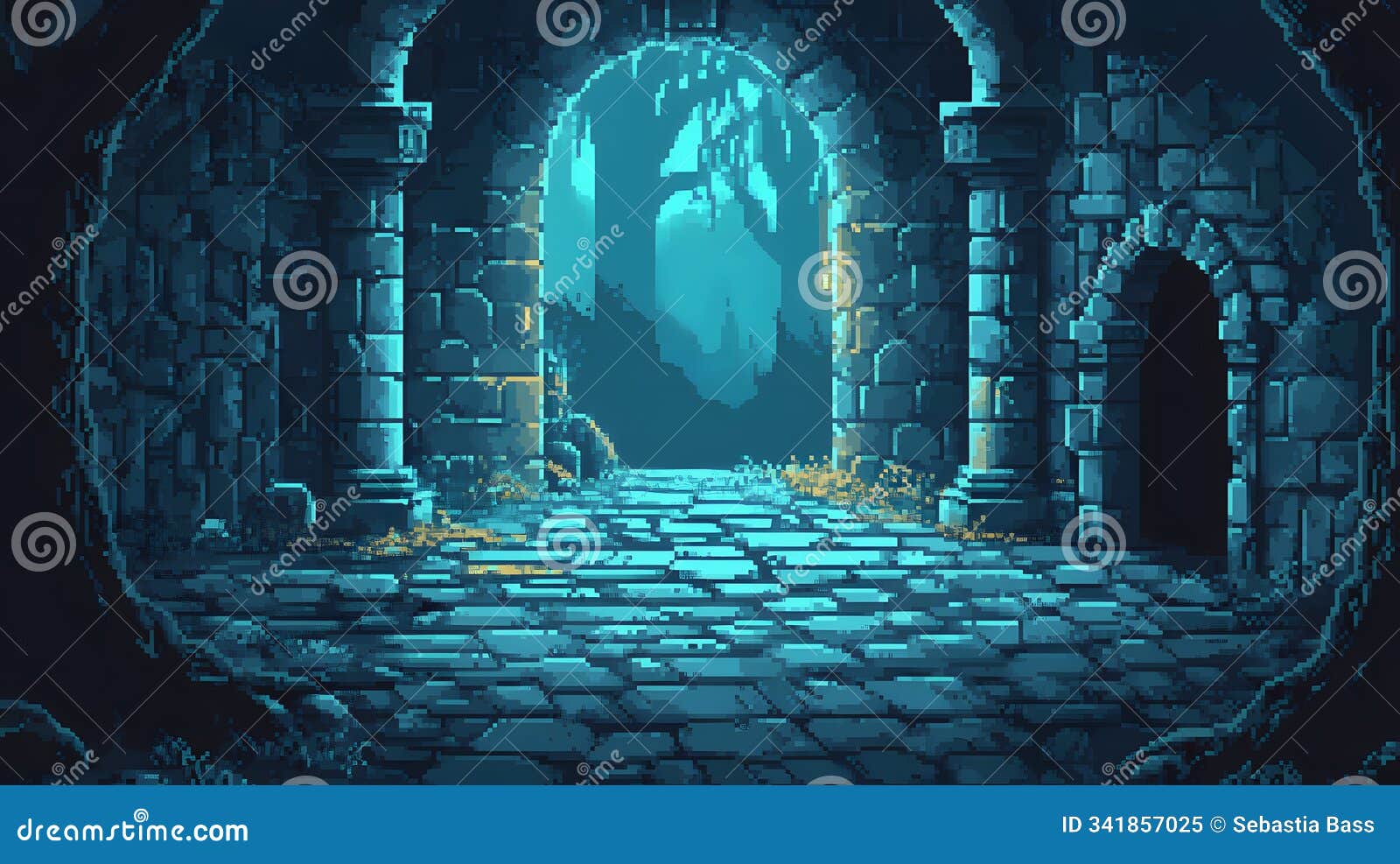 Pixel Art Dungeon Background 8 Bits. Royalty-Free Stock Photography ...