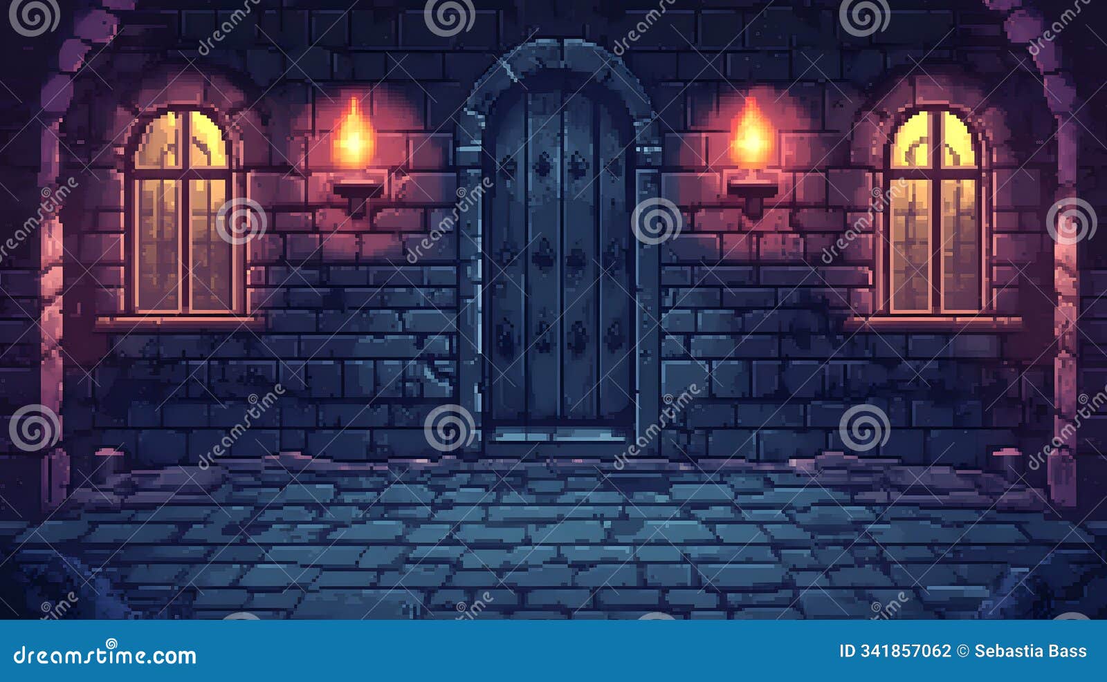Pixel Art Dungeon Background 8 Bits. Stock Photography | CartoonDealer ...