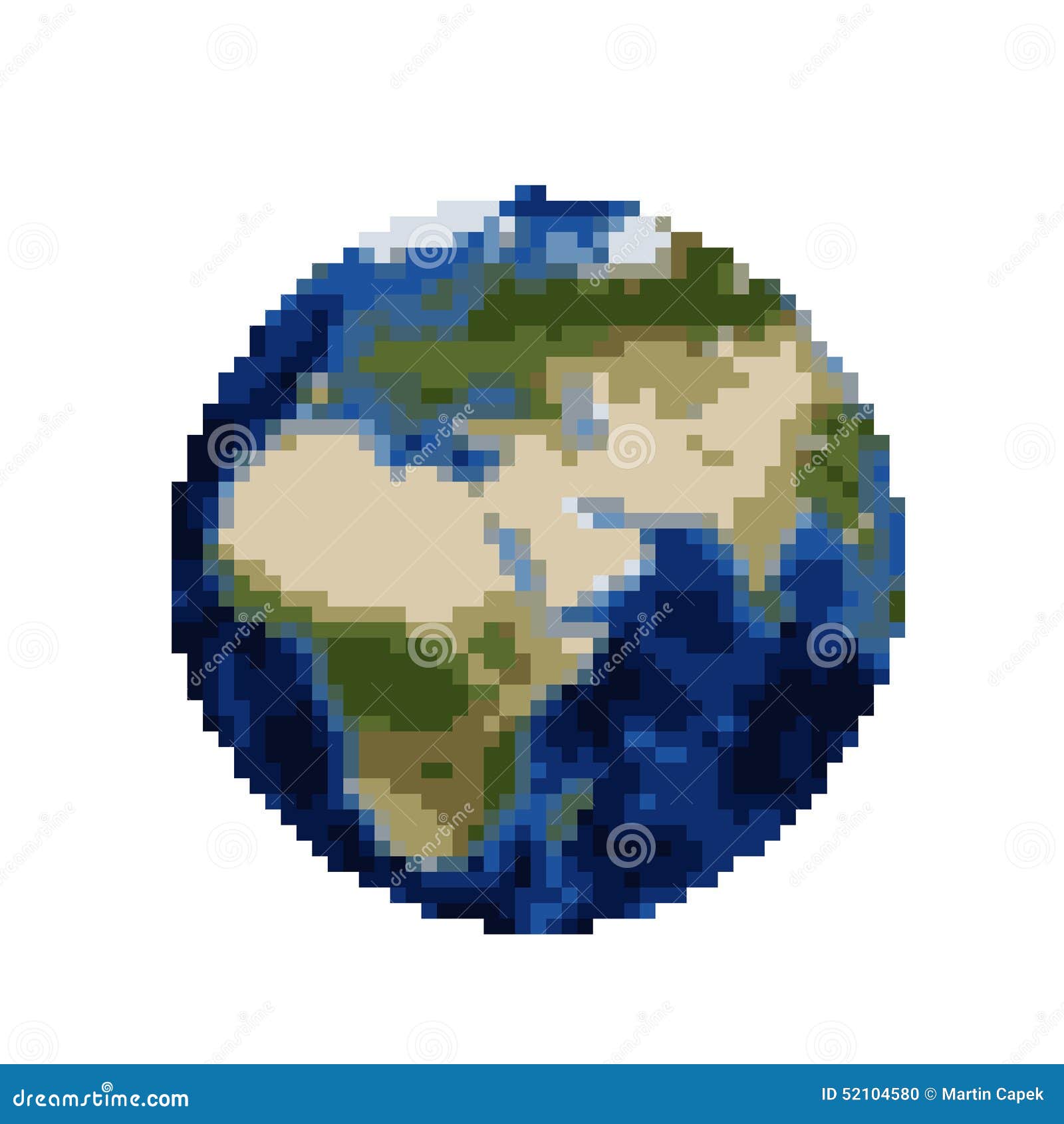 Pixel Art Earth Isolated on White Stock Illustration - Illustration of ...