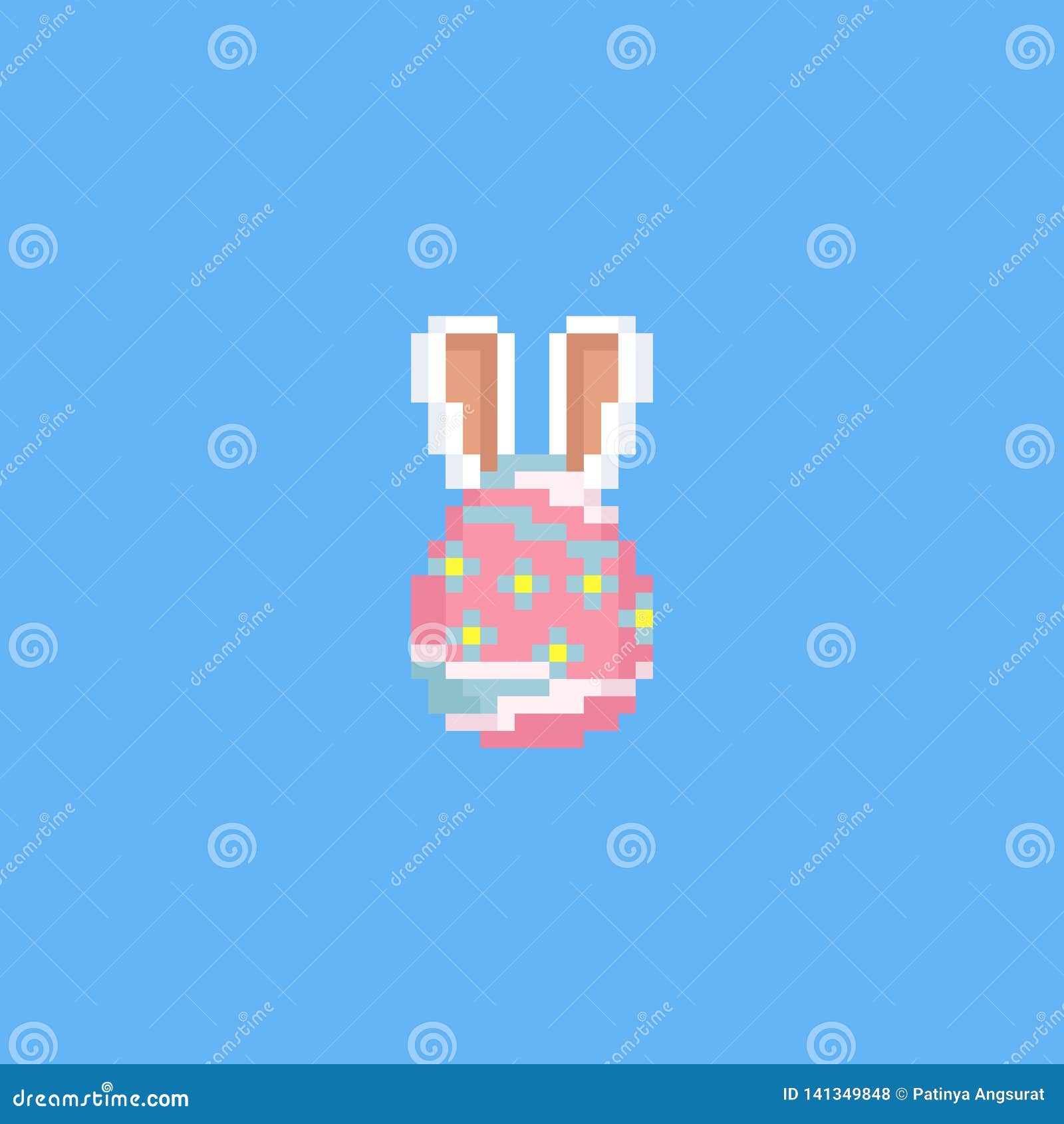 Pixel Easter Egg with Rabbit Ears.8bit.Easter Day. Stock Vector ...
