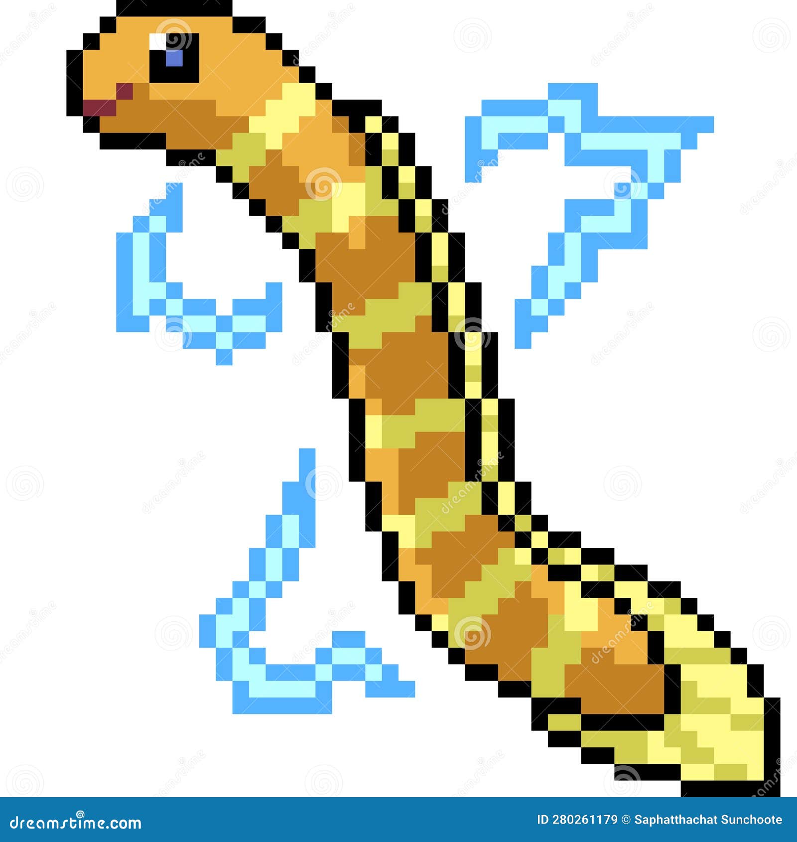 Pixel Art Electric Eel Spark Stock Vector - Illustration of long ...
