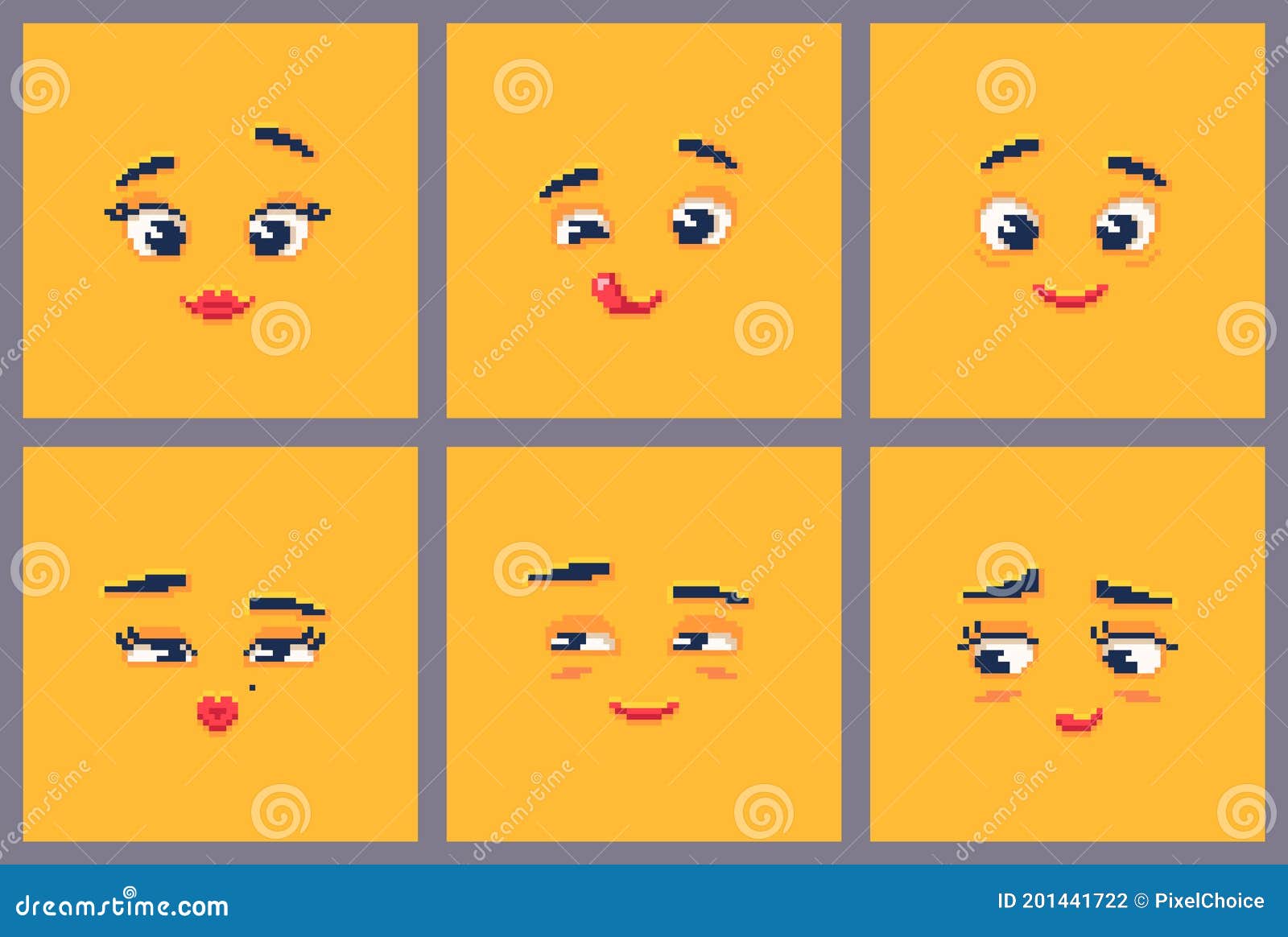 Pixel Emoji Smile Set. Various Pixel Art Smile That Melts And Dripping ...