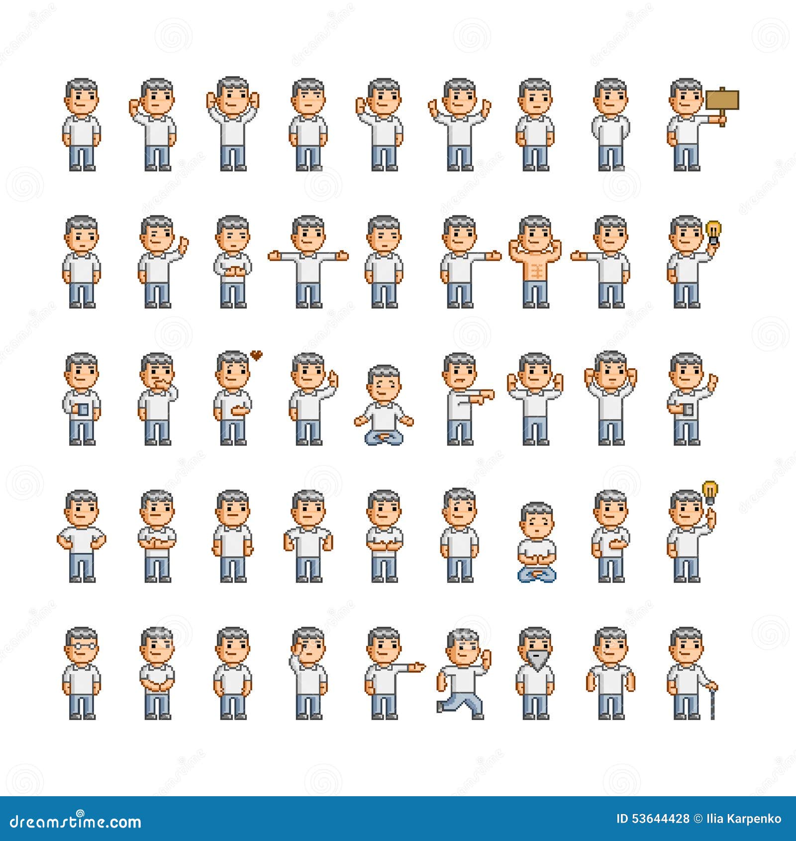 Pixel Art Emotions and Actions of People Stock Vector - Illustration of ...