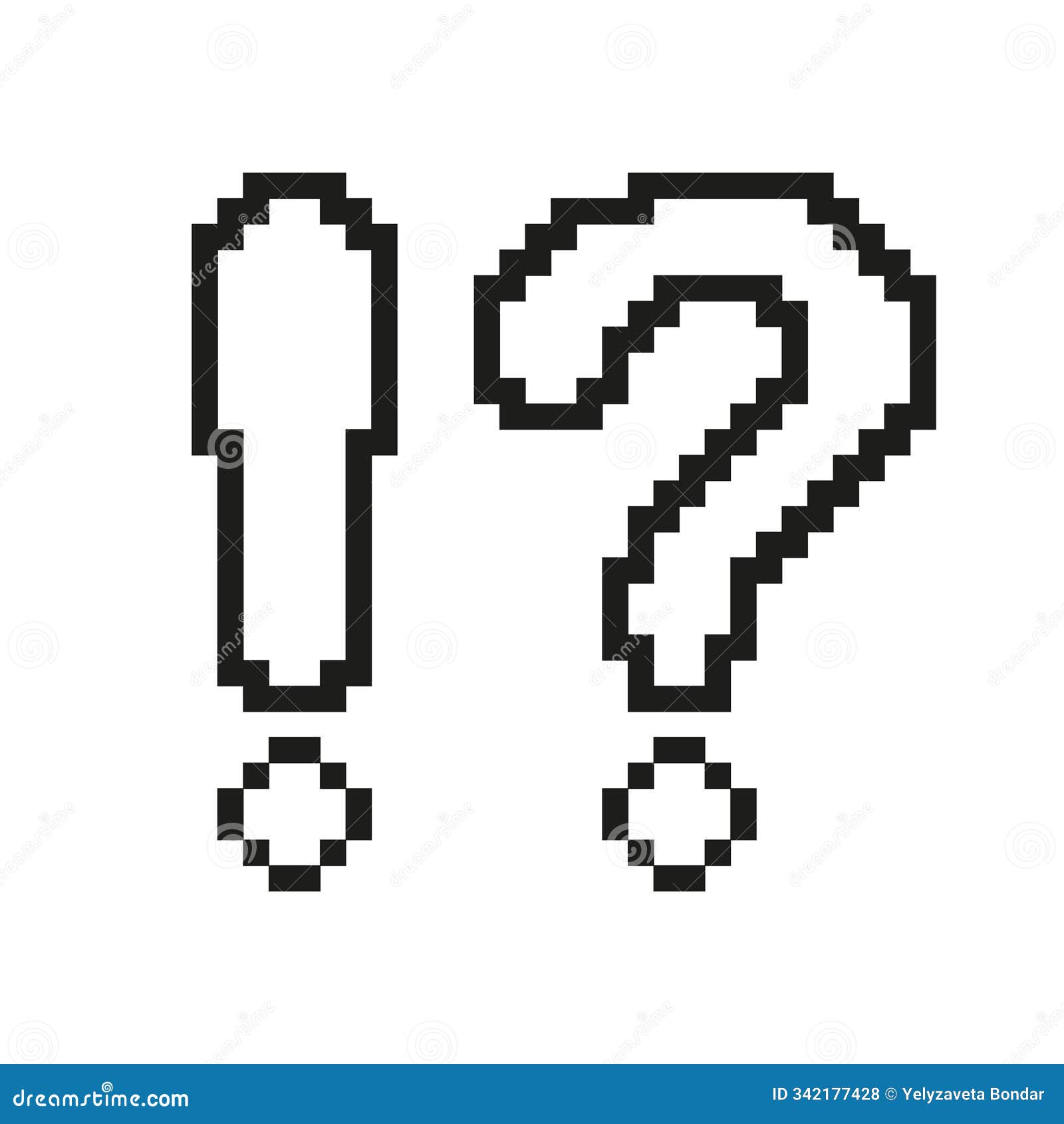Pixel Art Exclamation and Question Mark Icon. Pixelated Design of ...