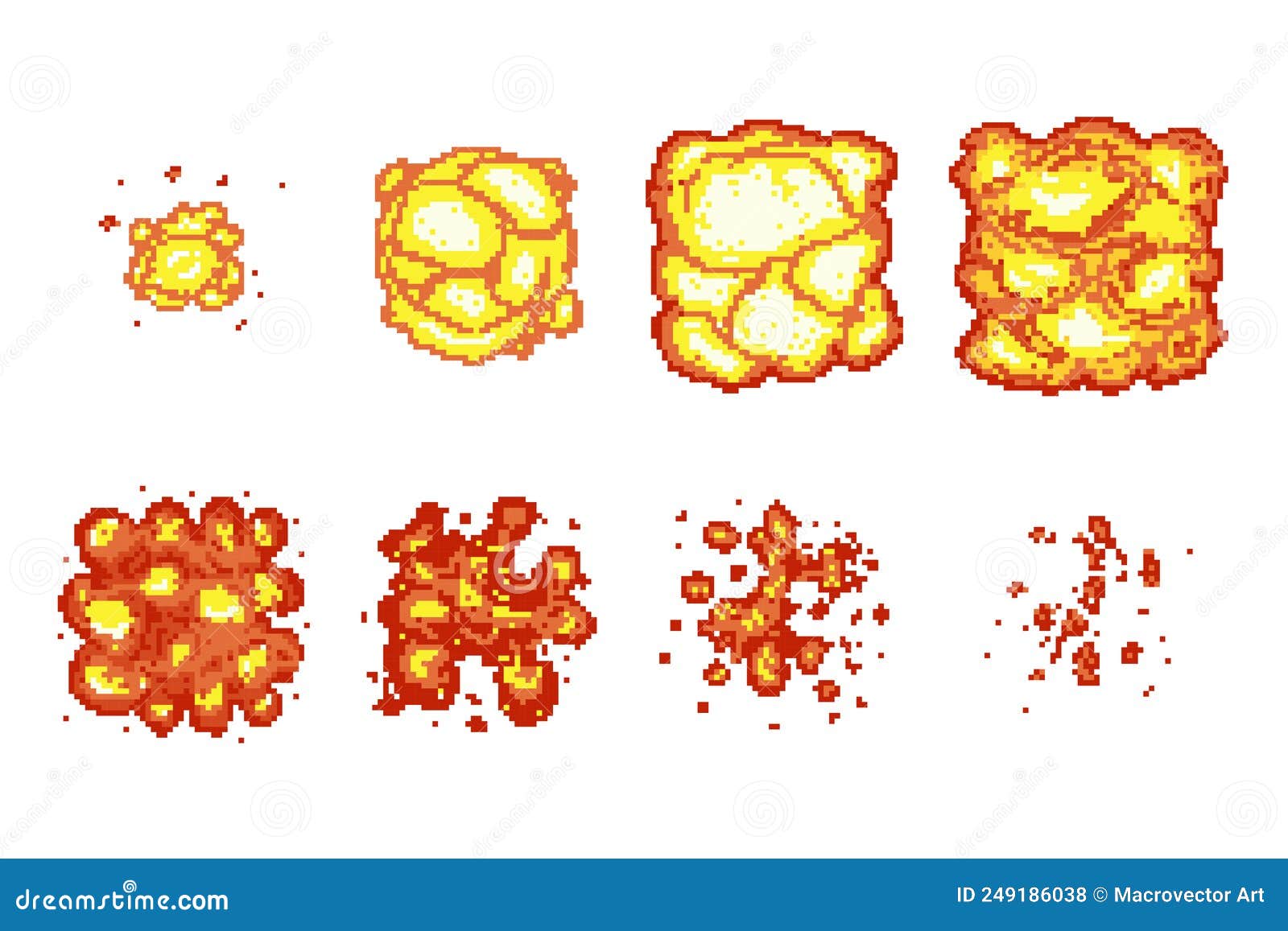 Key Frames Of Bomb Cartoon Explosion Animation. Bang Top And Front View ...