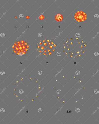Pixel Art Explosion Effect, Broken into Separate Frames. Stock Vector ...