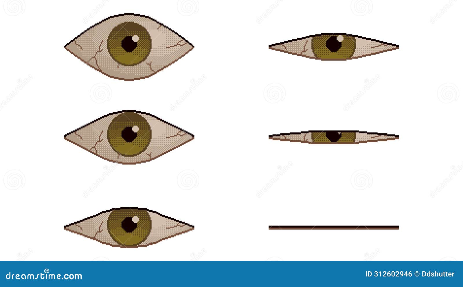 Pixel Art Eye. Set of Blinking, Open and Closed Eyes. 8-bit Retro Video Game Style. Vector ...