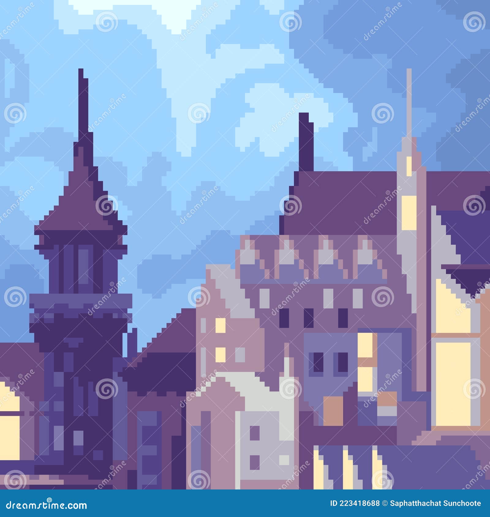 Pixel Art Boy Castle Vector | CartoonDealer.com #61836521