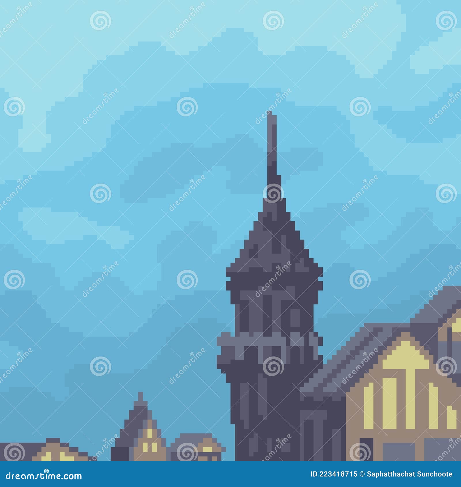 Pixel Art Boy Castle Vector | CartoonDealer.com #61836521