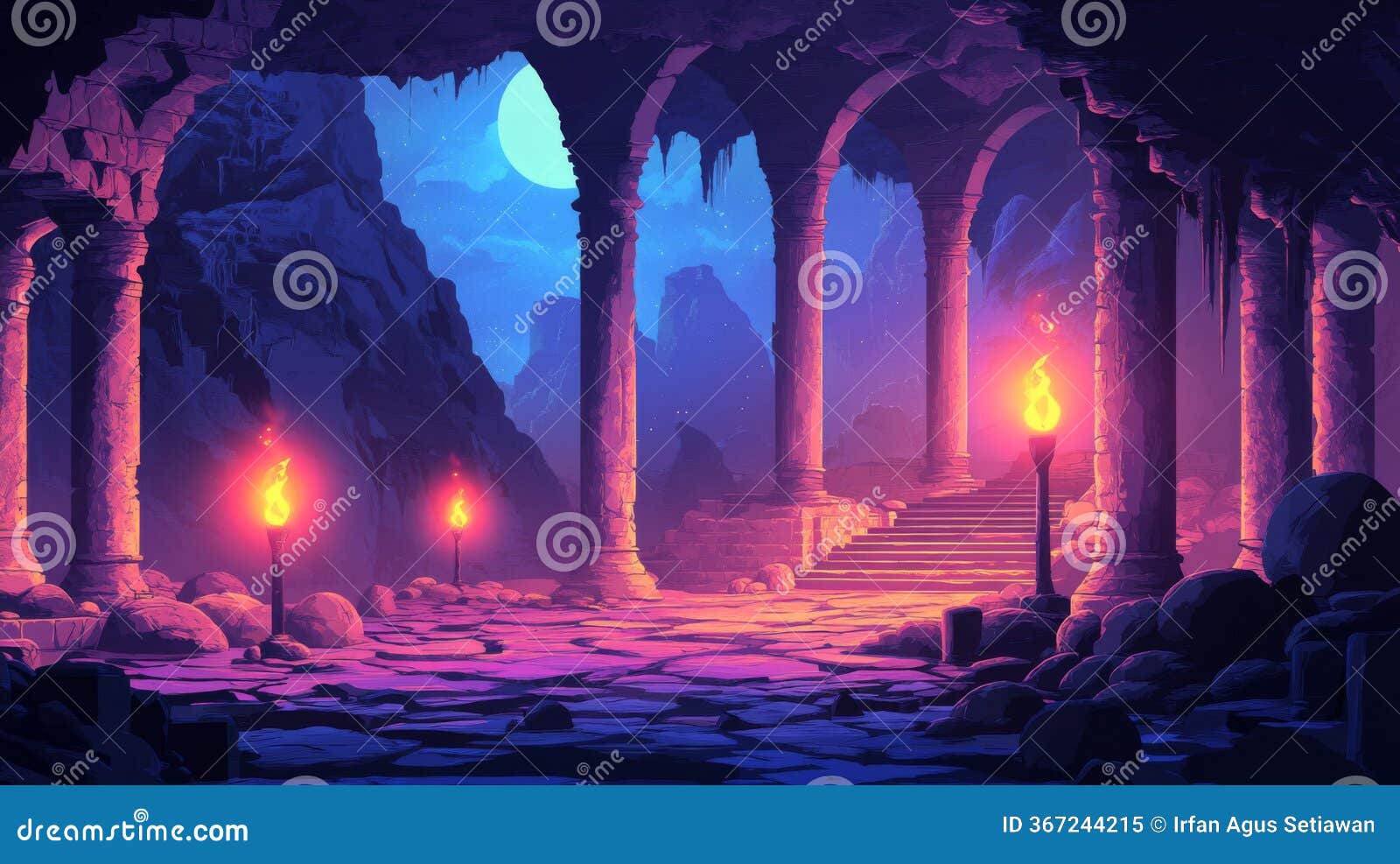 Pixel Art Cave: Glowing Gateway To Mystery Stock Image | CartoonDealer ...