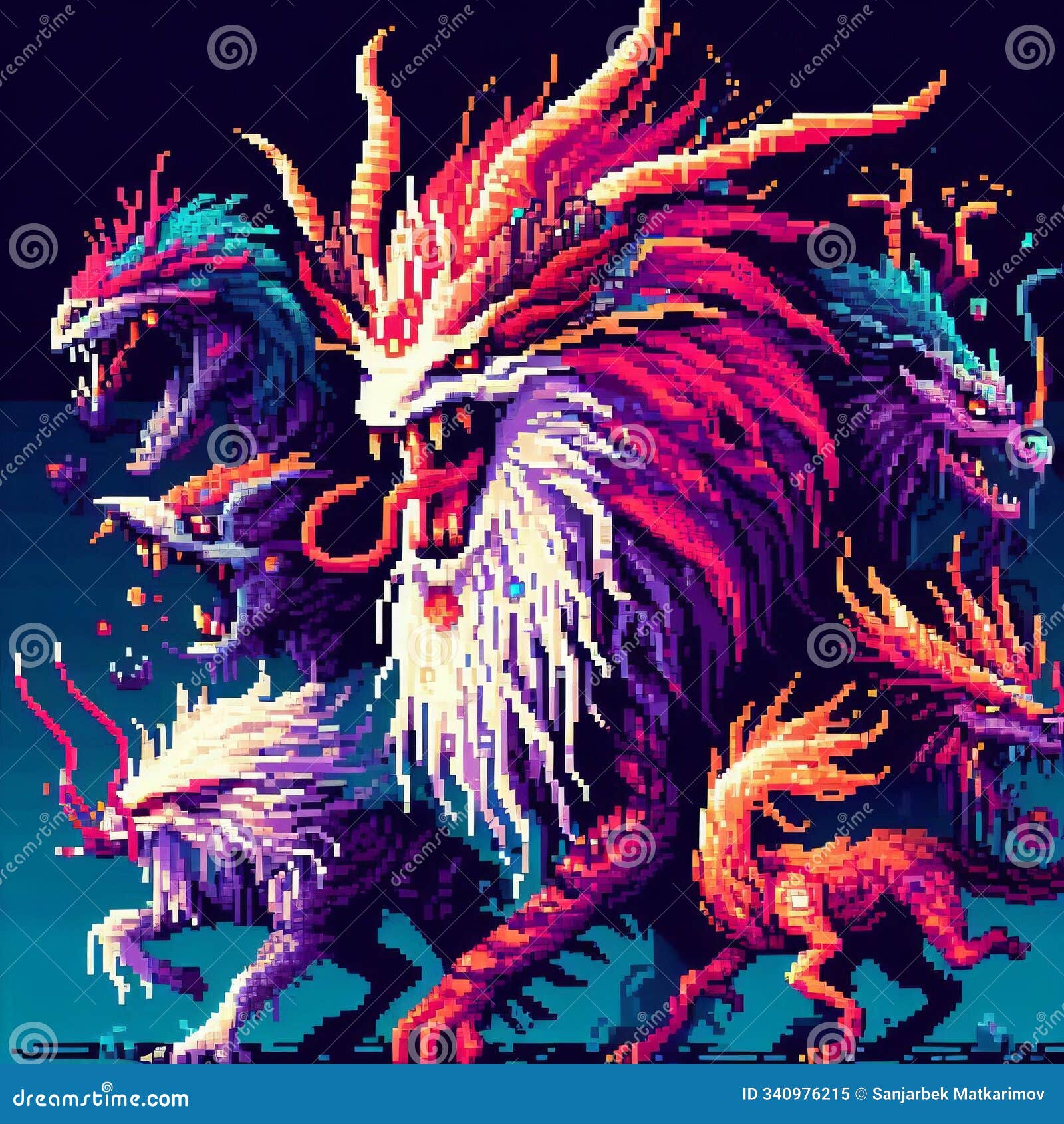 Pixel Art Fantasy Creatures Imaginative Low Poly Representations Stock ...