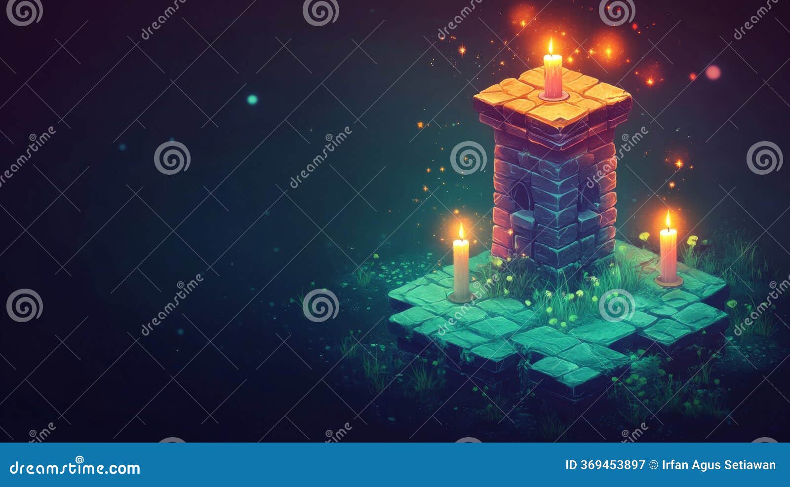 Pixel Art Fantasy Tower With Glowing Candles Royalty-Free Stock Photo ...