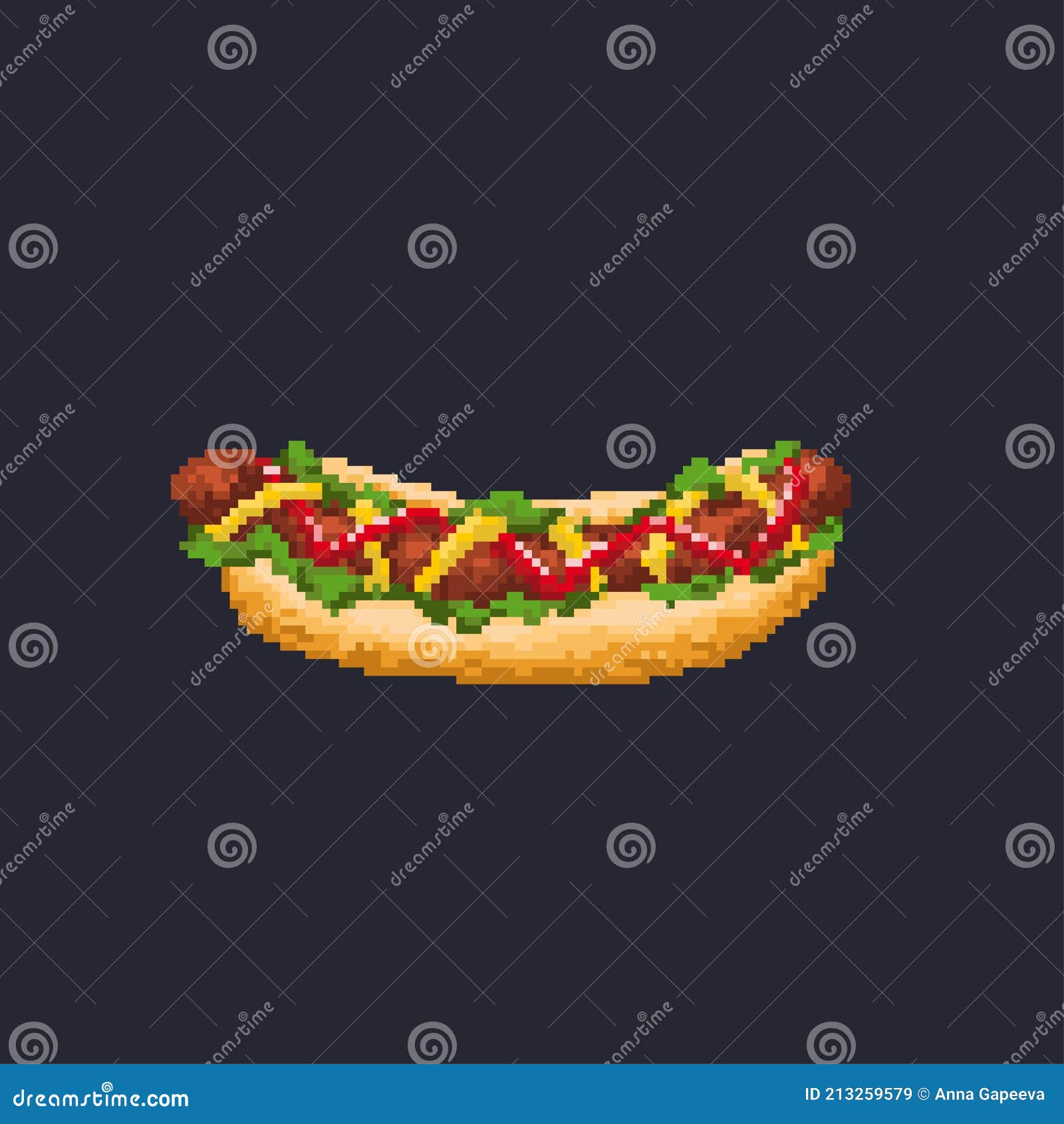 Pixel Art Fast Food. Perrito Caliente Píxel. Ilustración del Vector ...