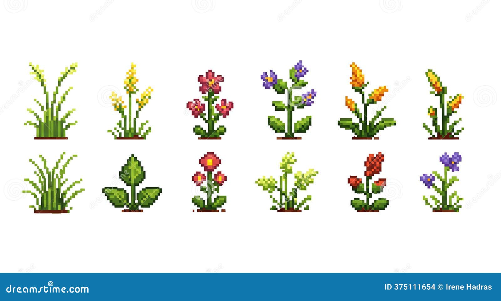 Pixel Art Plants, 8 Bit Monochrome Vegetation Icons, Retro Styled ...