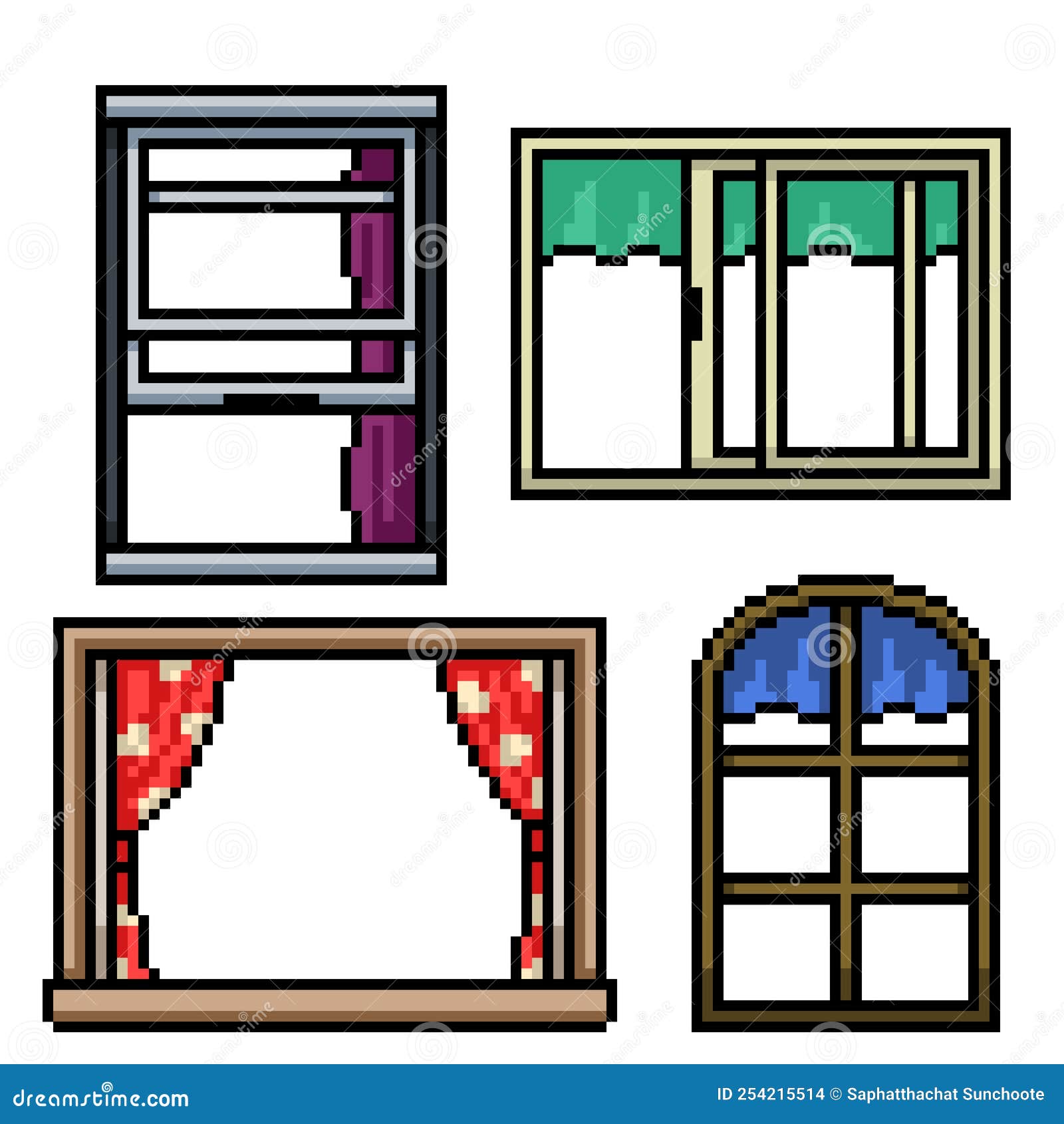 Pixel Art Fenêtre De Construction Illustration de Vecteur ...