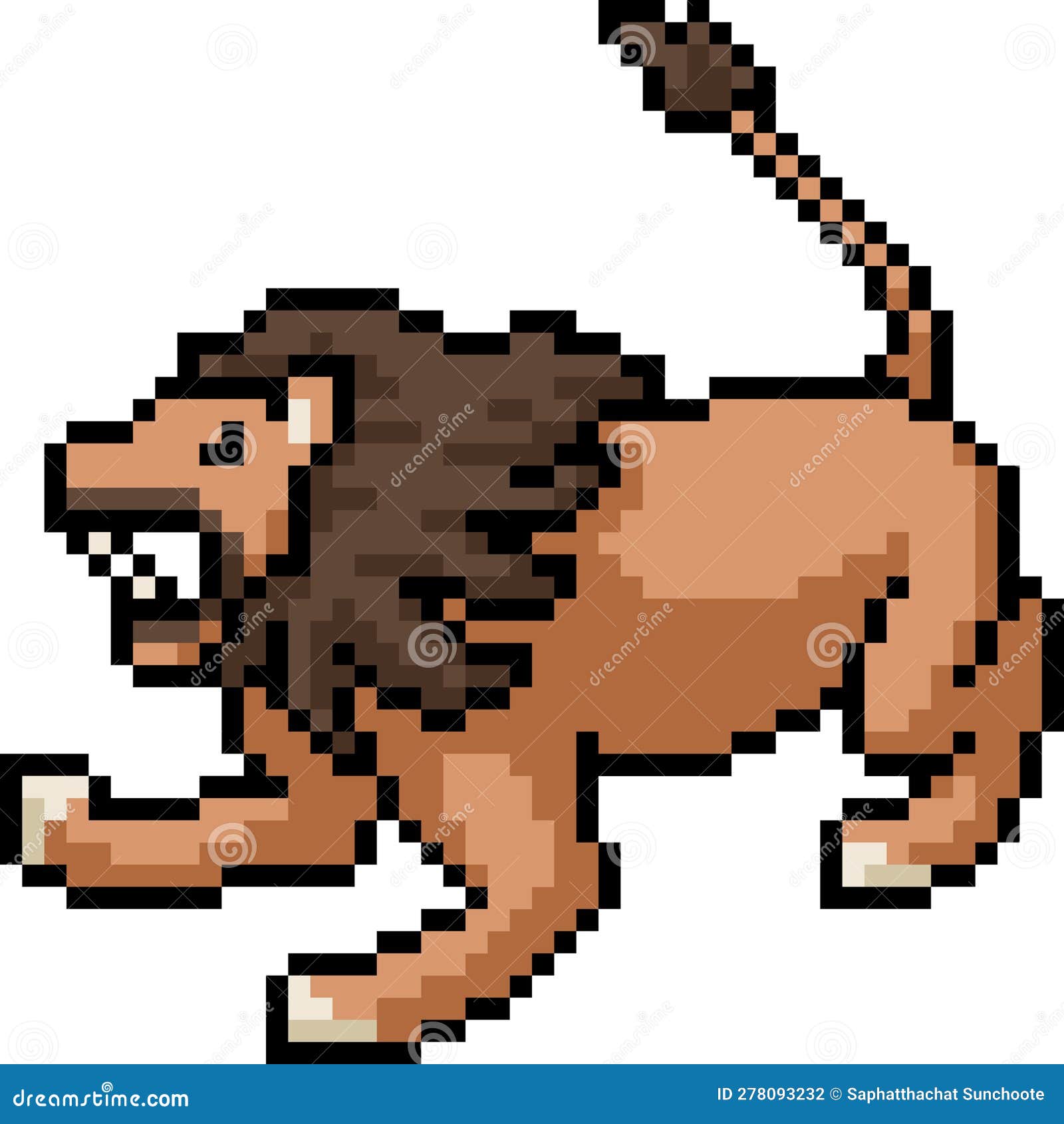 Pixel Lion: A Cute Minecraft Character In Pixel Art Style Stock ...