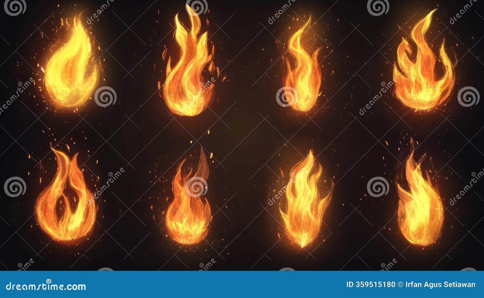 Pixel Art Fire Flames Animation Stock Illustration - Illustration of ...