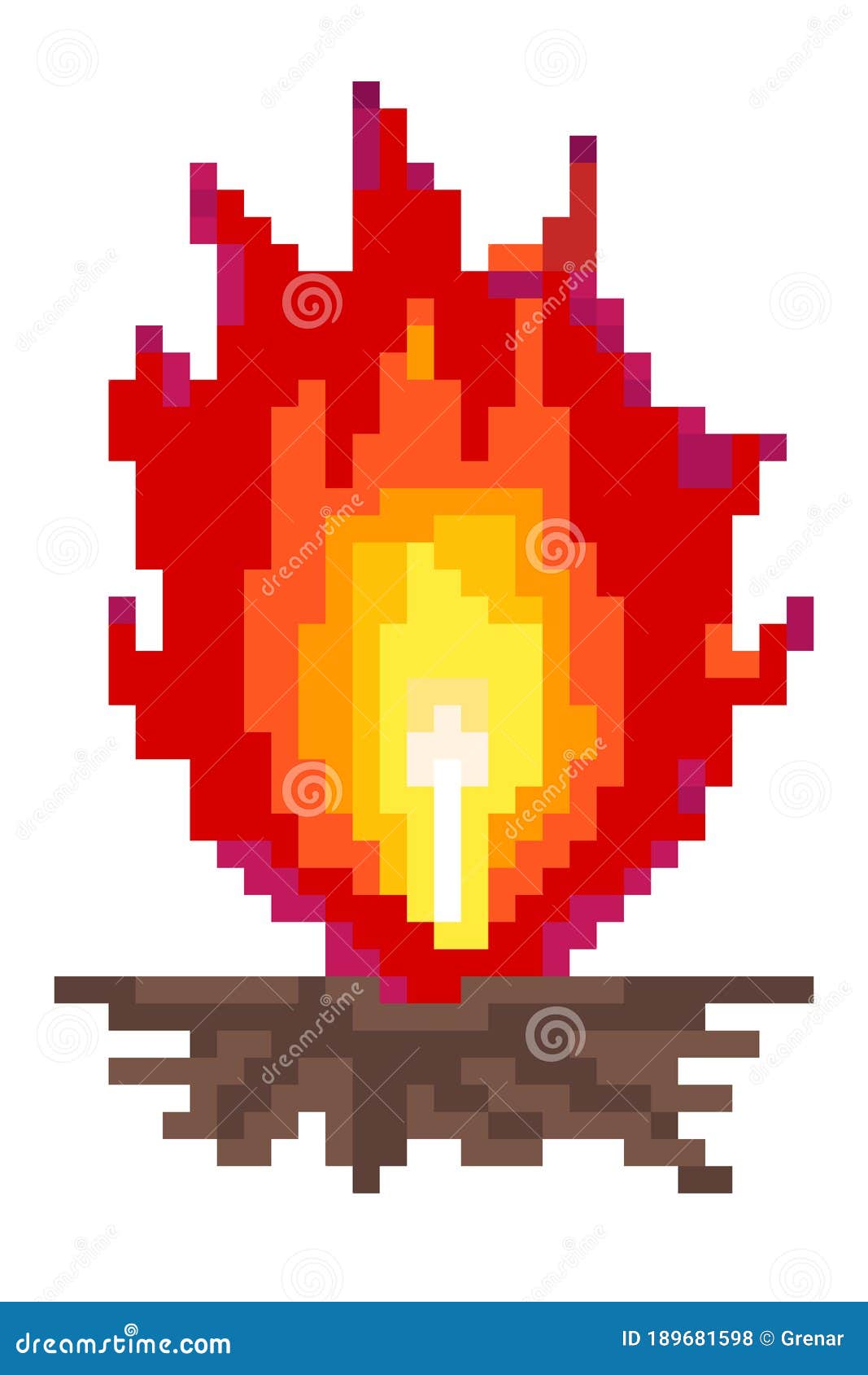 Pixel art fire pit stock illustration. Illustration of heat - 189681598