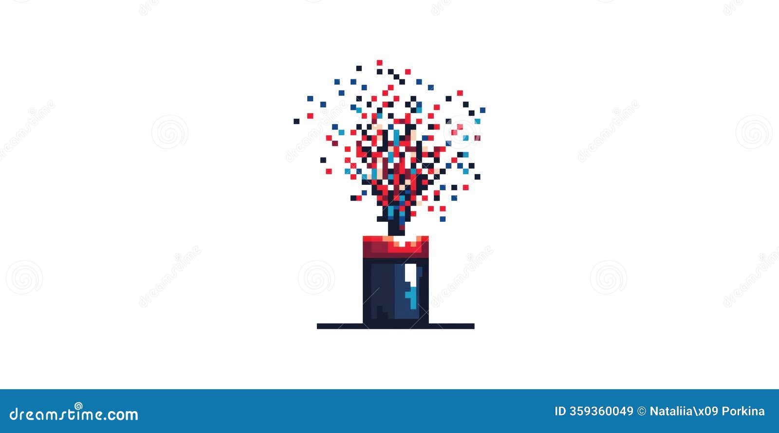 Pixel Art Fireworks Bursting from Box Isolated on Transparent ...