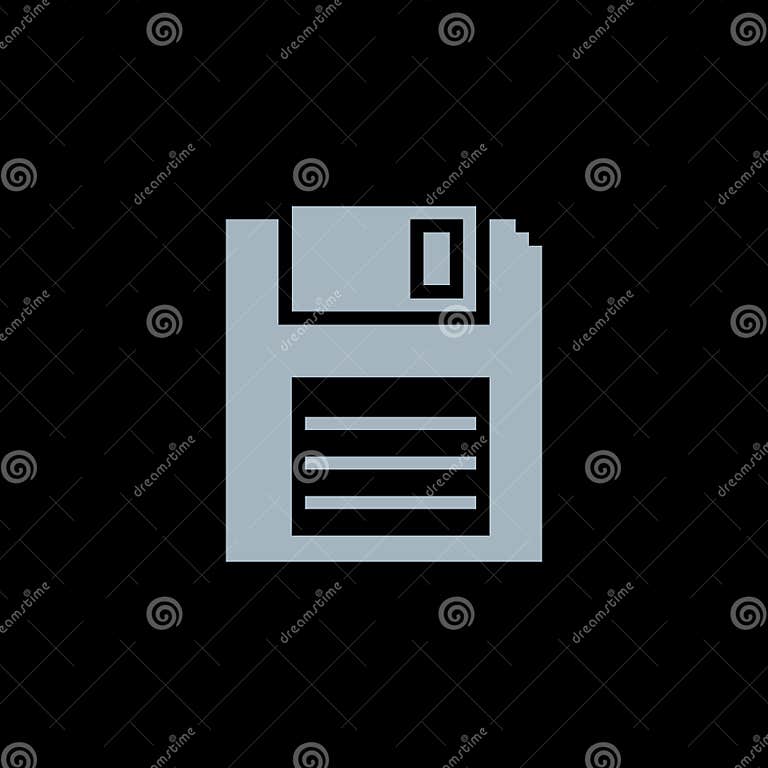 Pixel Art Floppy Disk Flat Vector Icon on Black Background Stock Vector ...