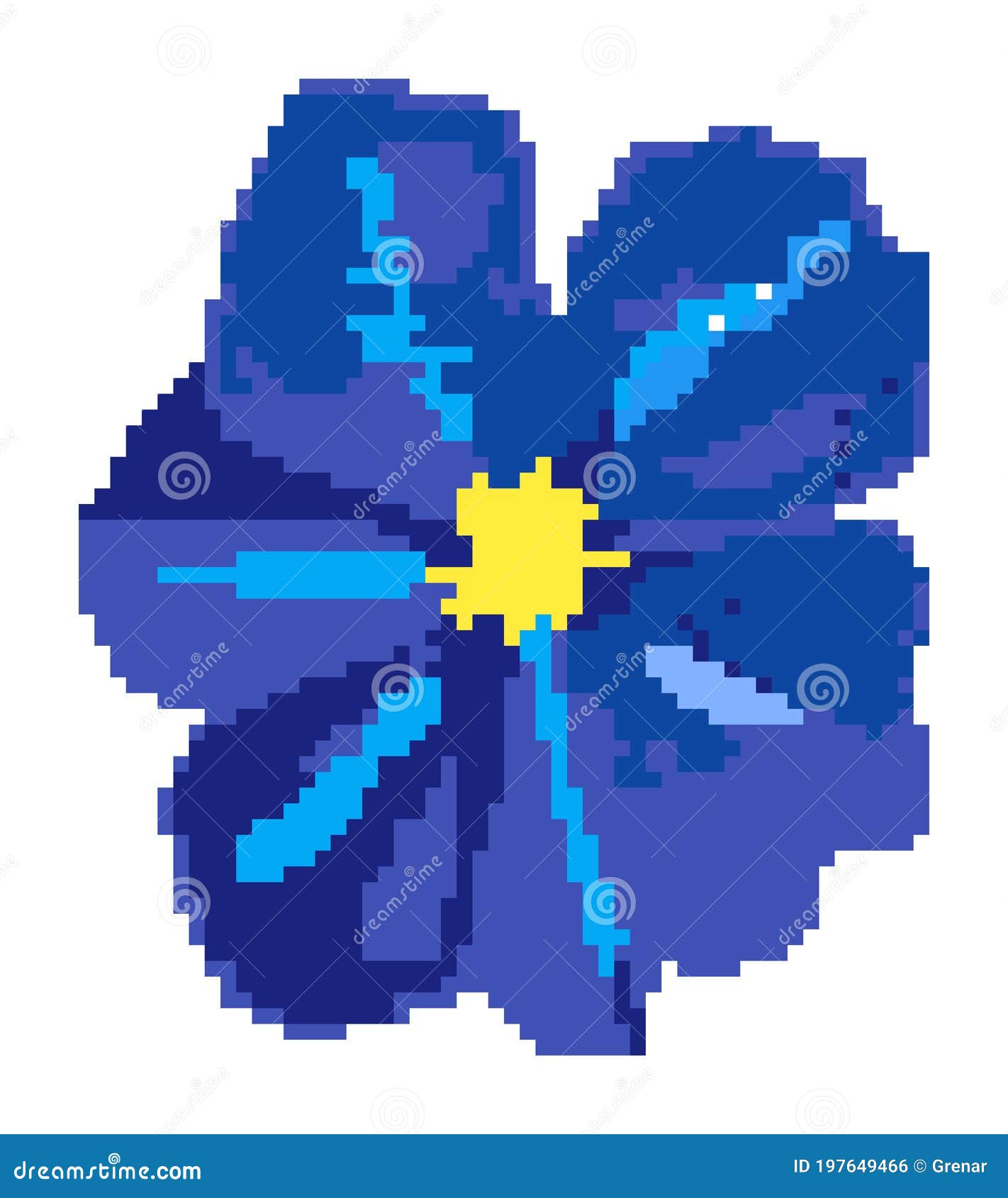 Pixel Art Flower Violet Above Stock Illustration - Illustration of ...