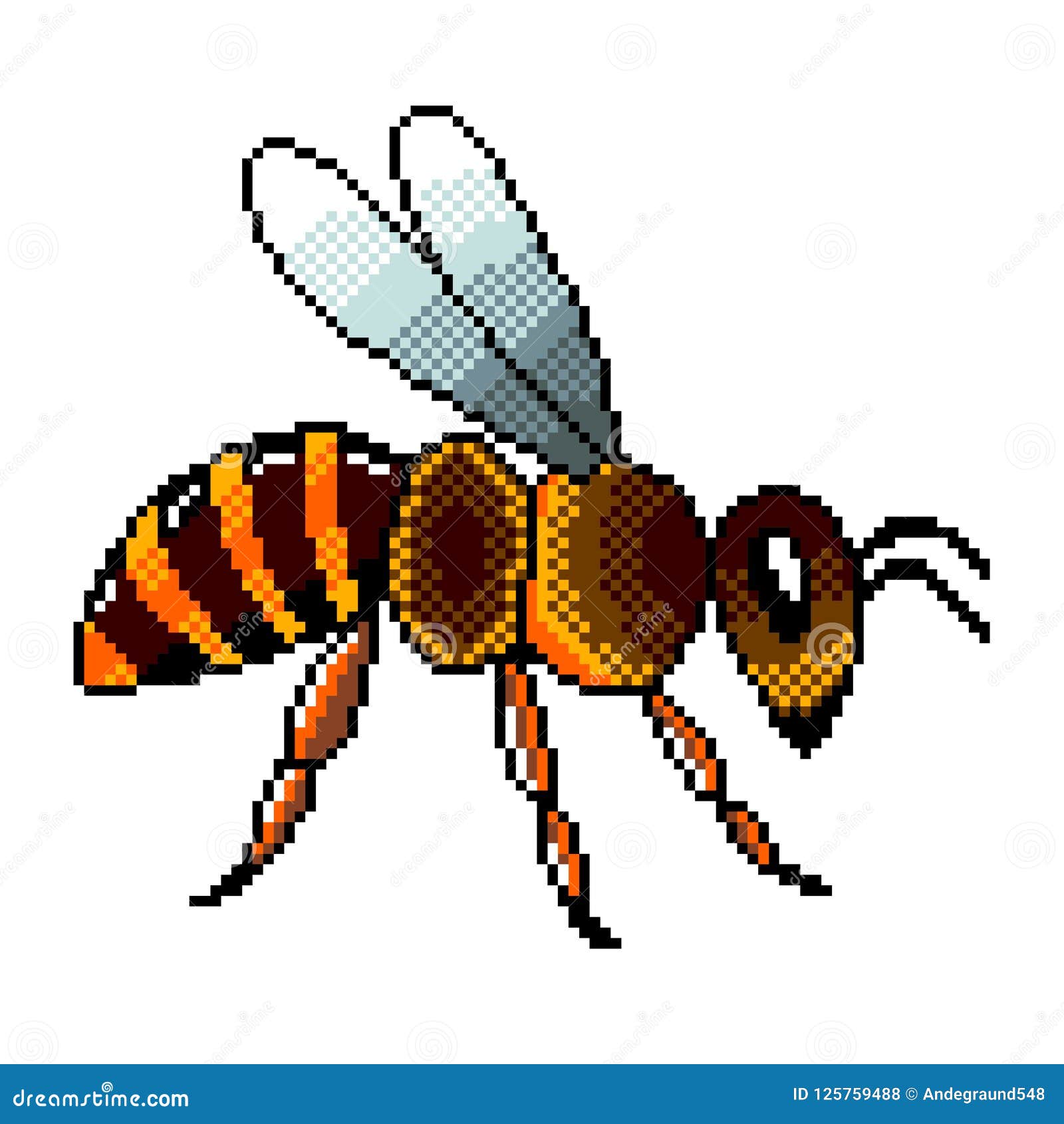 Pixel Art Flying Bee Detailed Isolated Vector Stock Vector ...