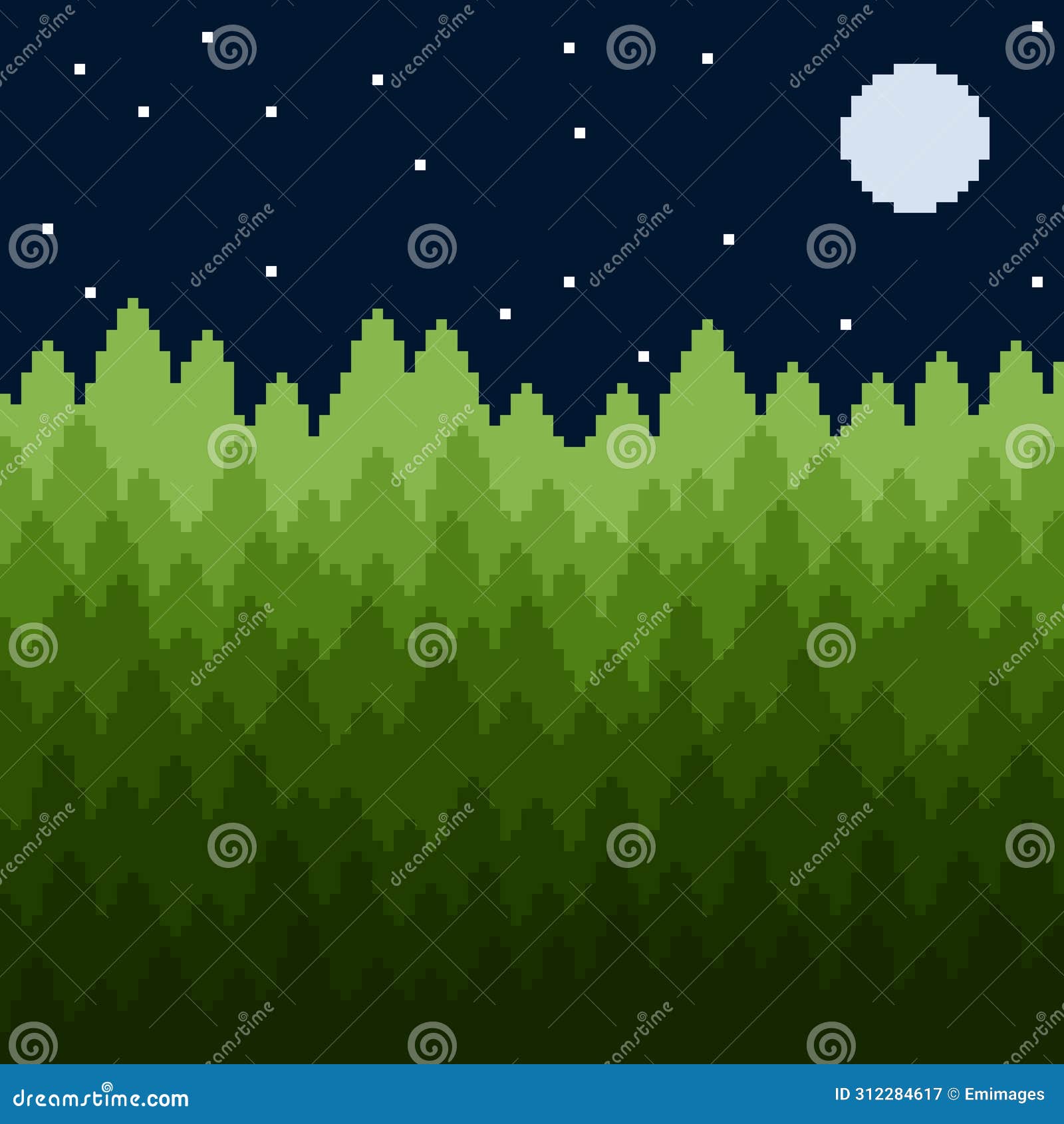 Pixel Art of Forest at Night Stock Illustration - Illustration of pine ...