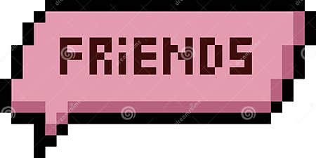 Pixel Art Friends Speech Bubble Stock Illustration - Illustration of ...