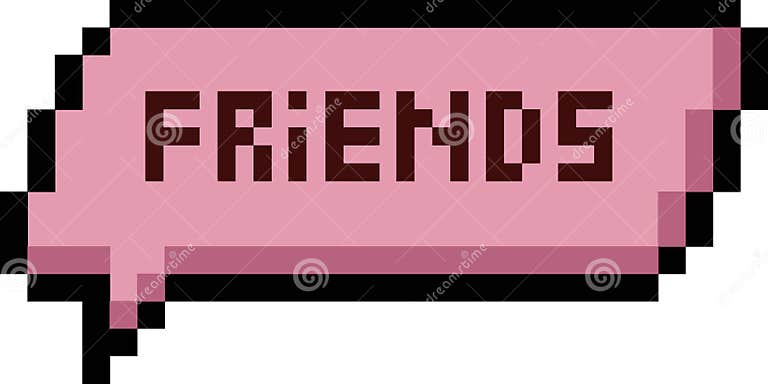 Pixel Art Friends Speech Bubble Stock Illustration - Illustration of ...