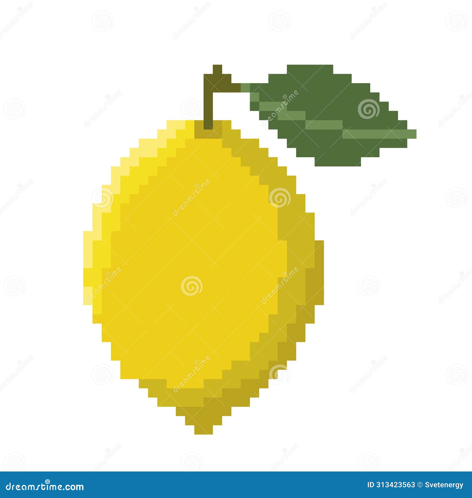 Pixel Art Fruit Lemon Isolated on White Background. Stock Vector ...