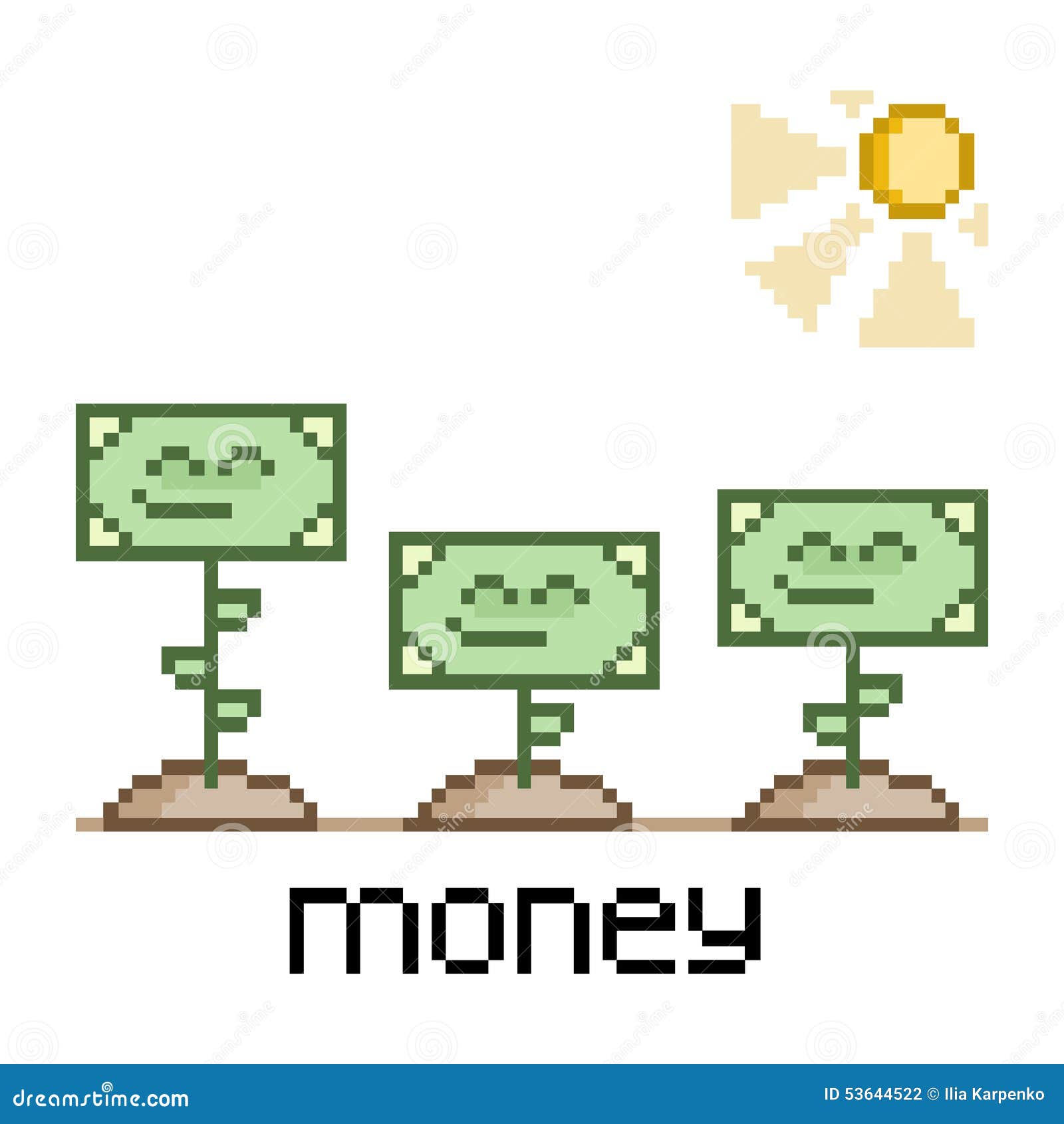 Pixel art funny money stock vector. Illustration of collection - 53644522