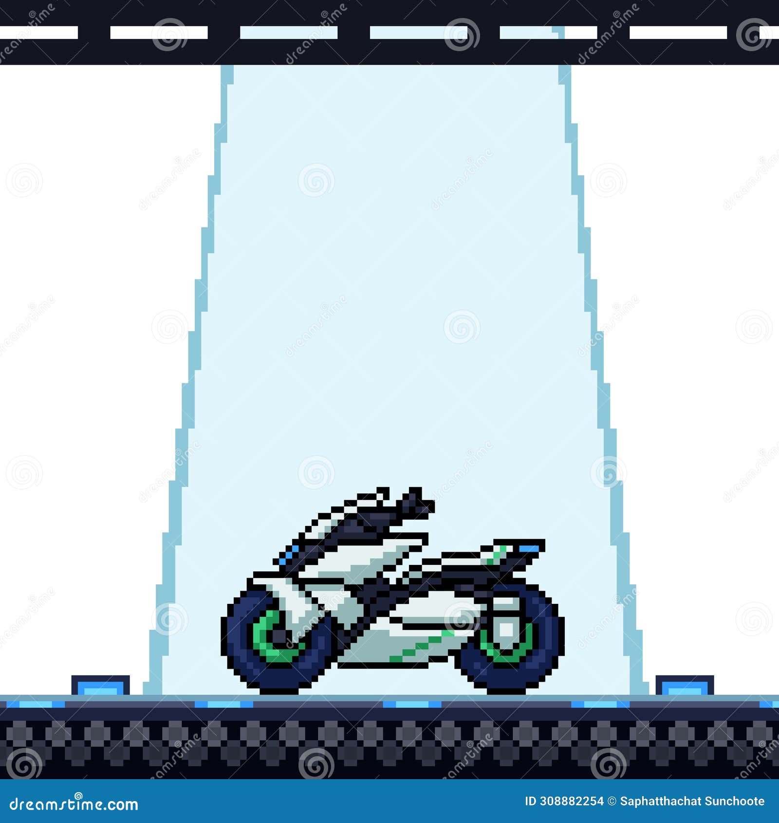 8-bit Pixel Art: Motorcycle Rider On Sunset Landscape Stock ...