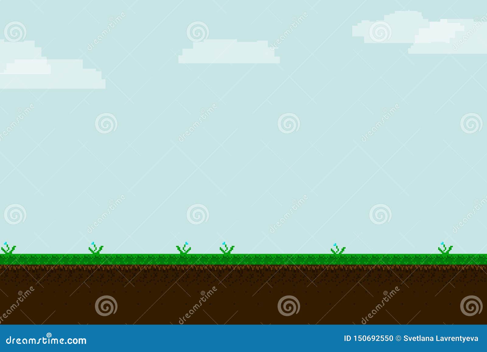 Pixel Art Game Background with Ground Stock Vector - Illustration of ...