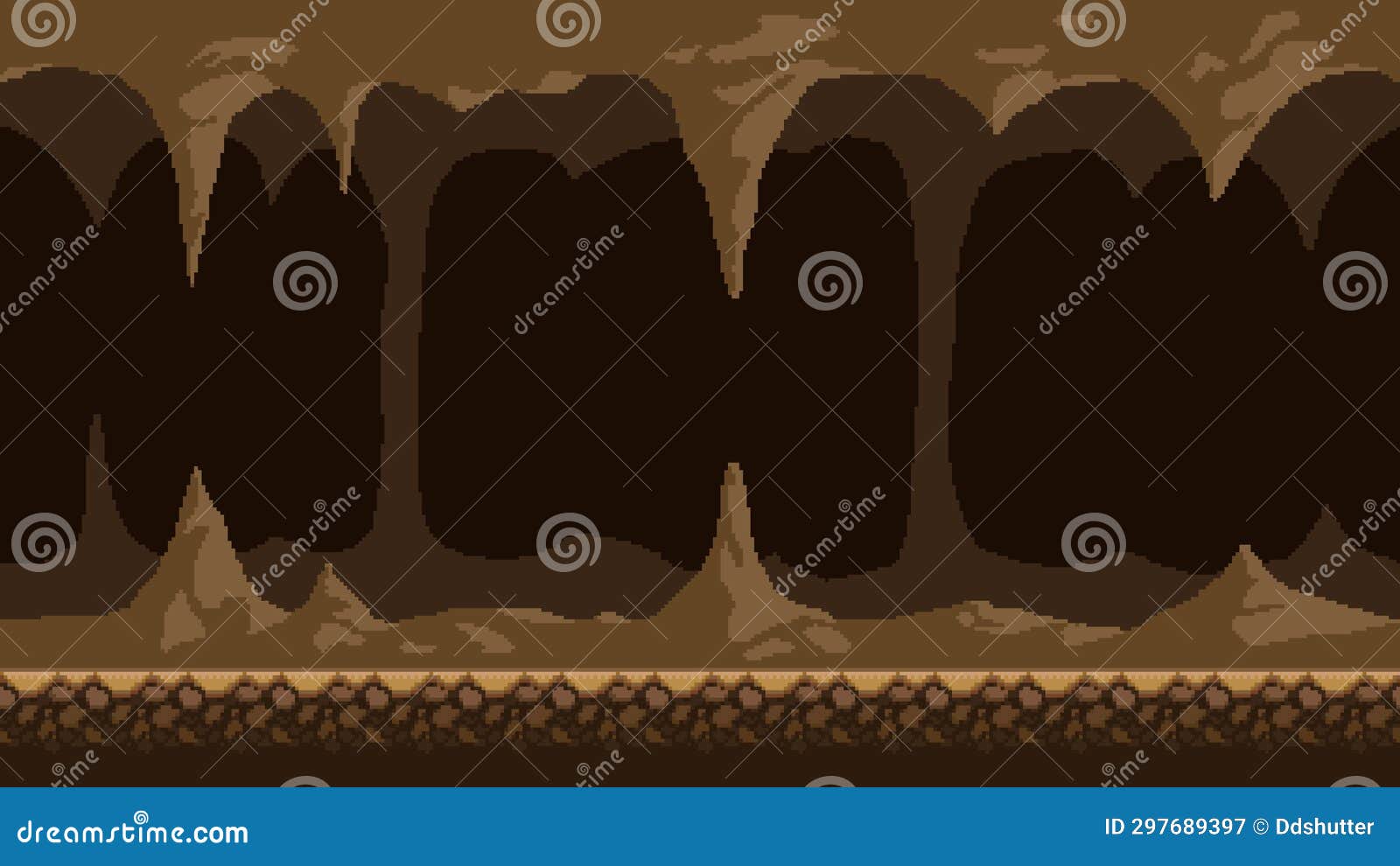 Pixel Art Game Background, Underground Cave with Stalactites and ...