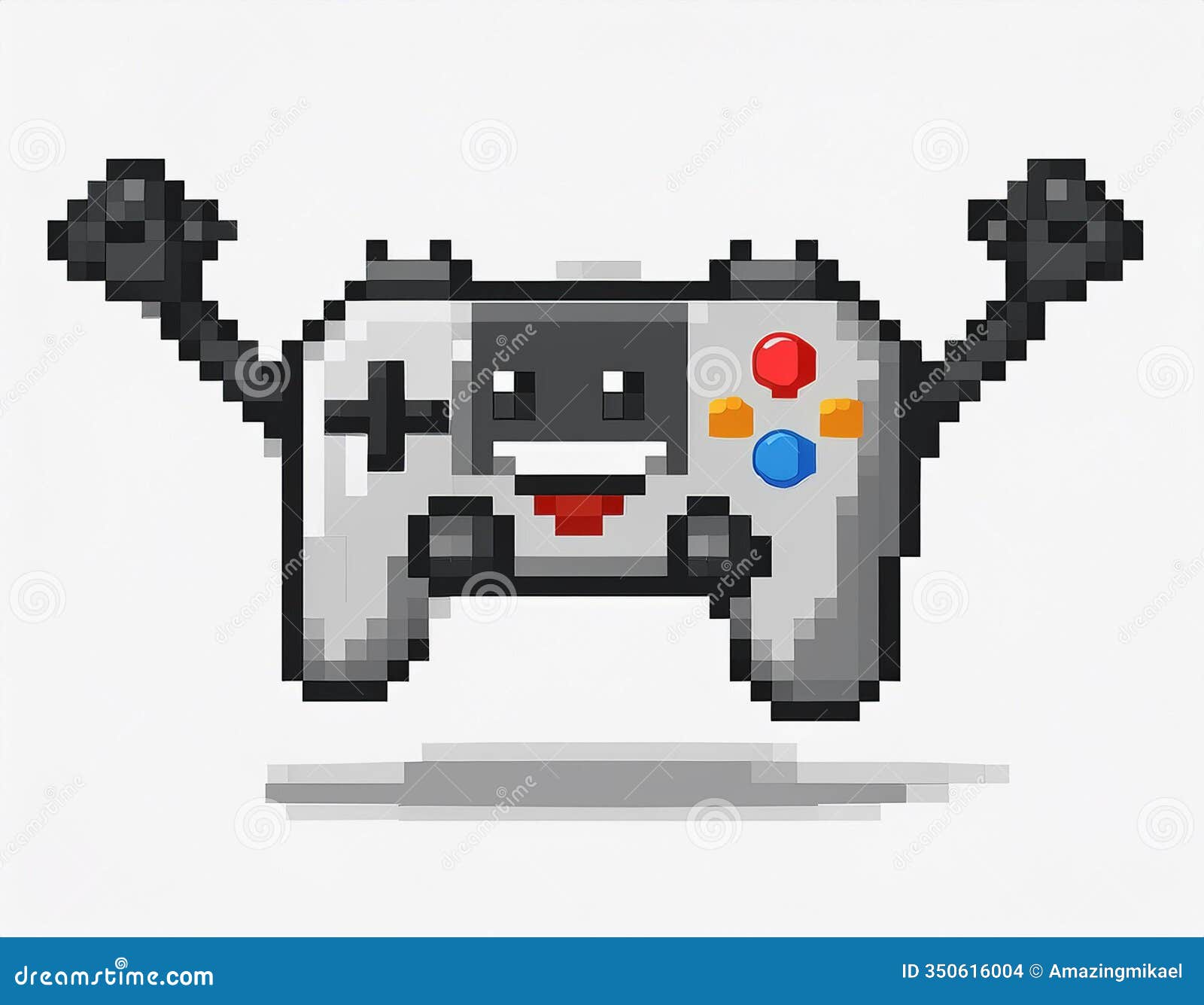 Pixel Art Game Controller Mascot Jumping in Joy Stock Illustration ...