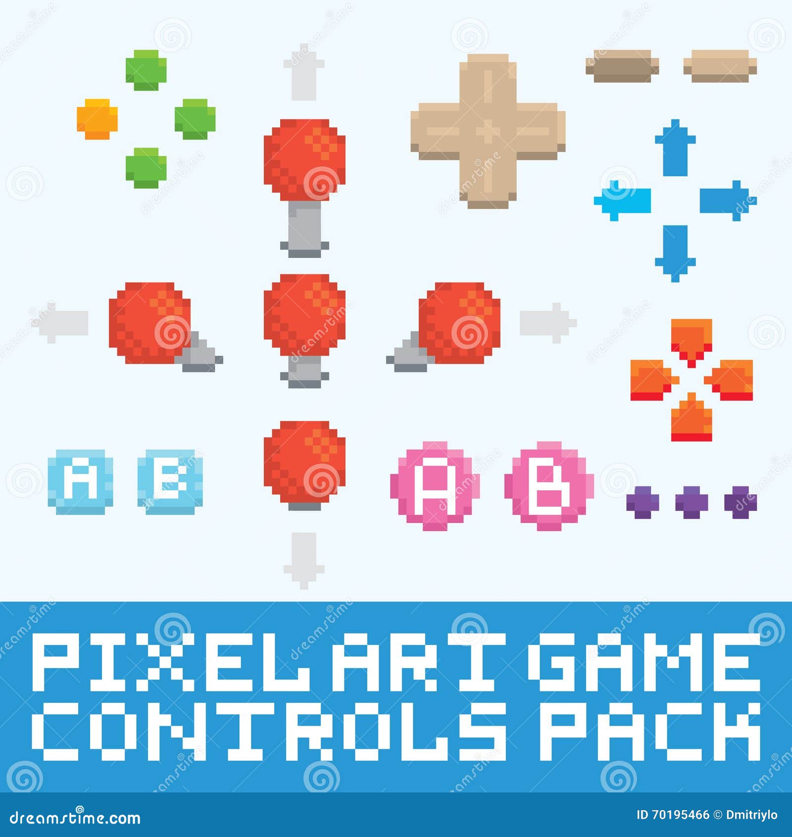 Pixel Art Game Controls and Buttons Vector Set Stock Vector ...