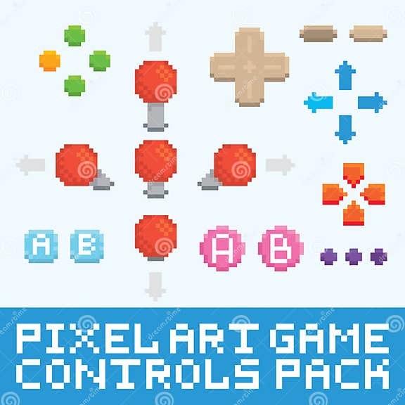 Pixel Art Game Controls and Buttons Vector Set Stock Vector ...