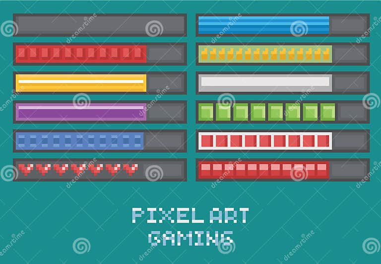 Pixel Art Game Development Set - Progress Bar Stock Vector ...