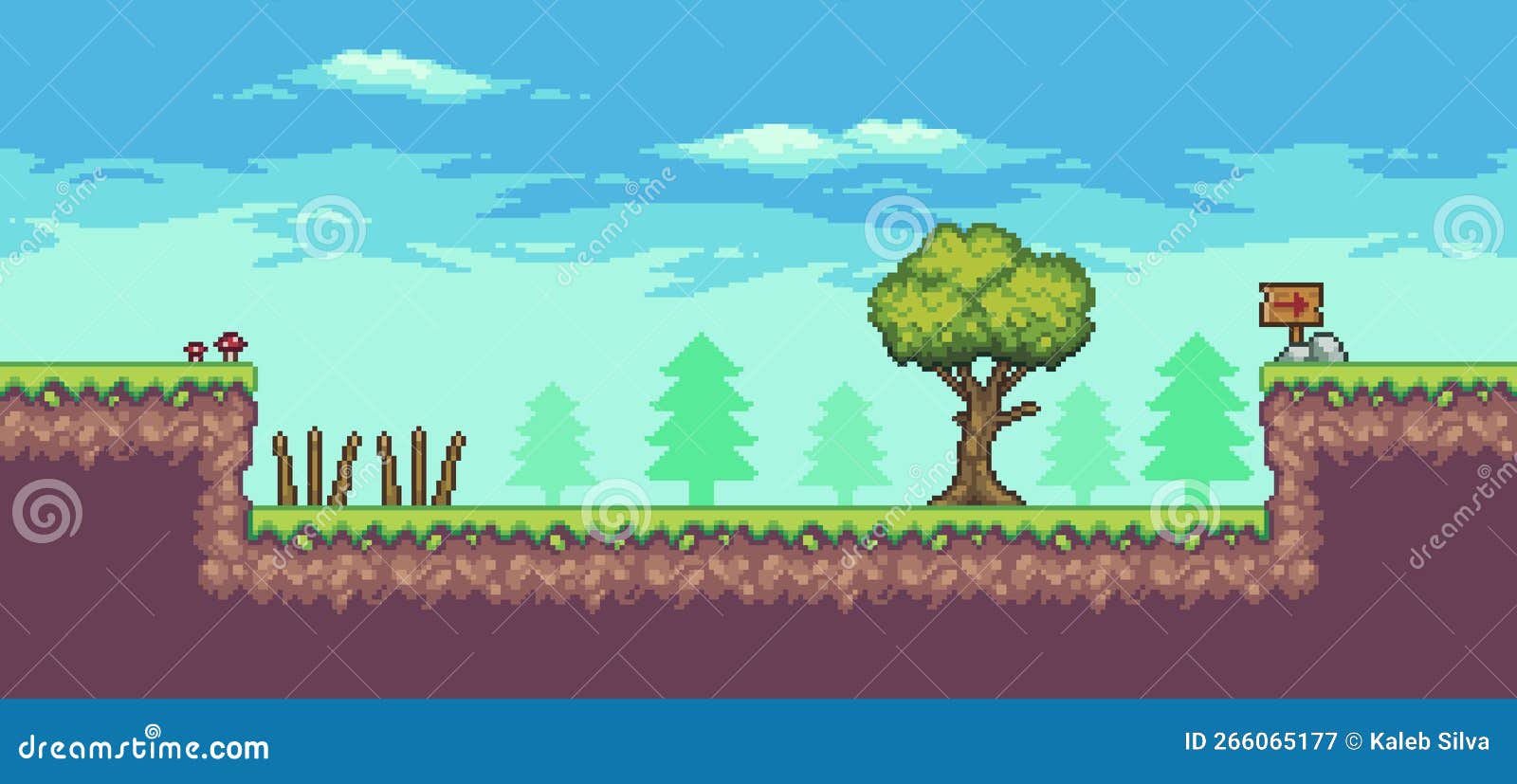 Pixel Art Game Scene 8 Bit Vector Background Stock Vector ...