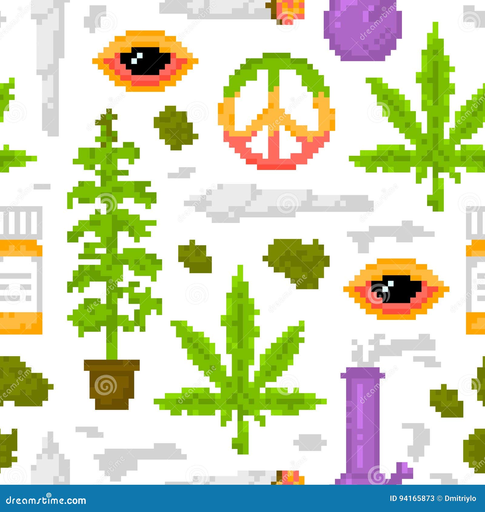 Pixel Art Marijuana Cannabis Leaf Cartoon Retro Game Style | CartoonDealer.com #99135799