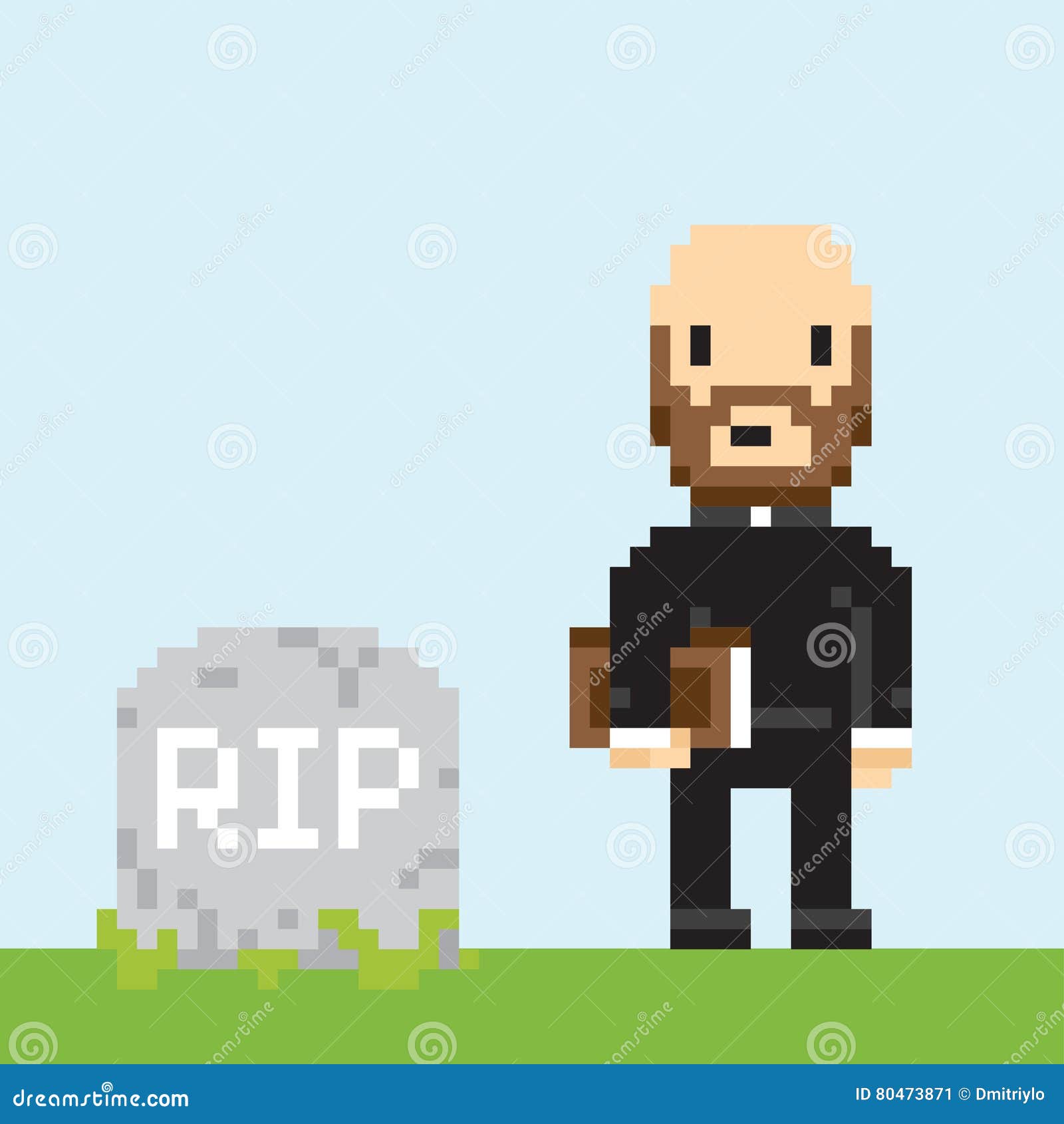 Pixel Art Game Style Priest on a Funeral Vector Stock Vector ...